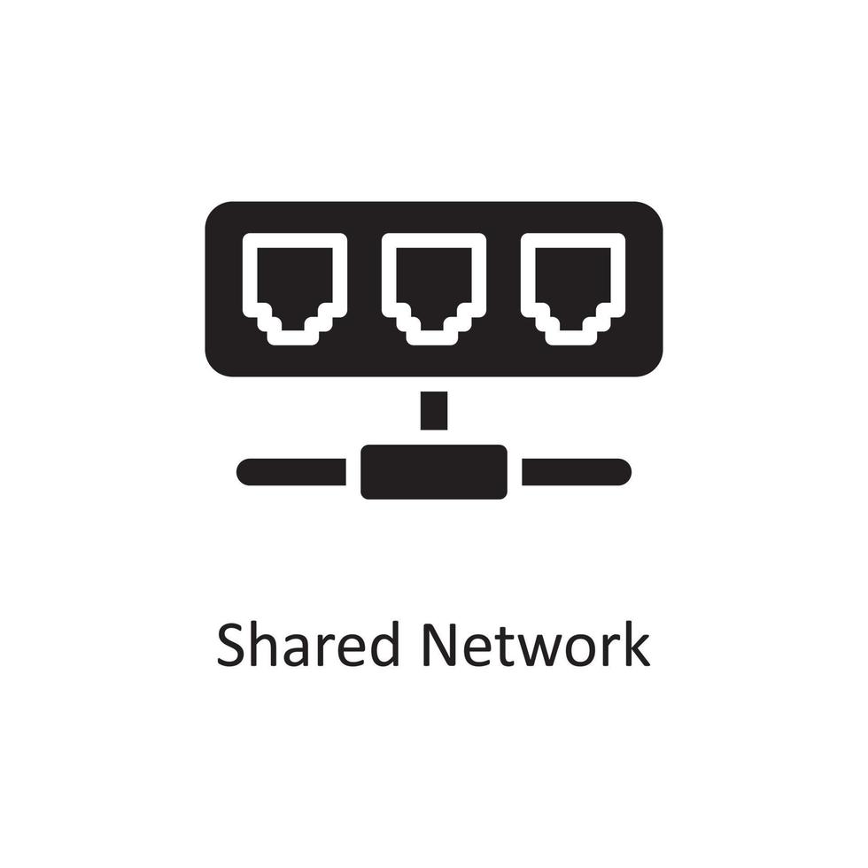 Shared Network Vector Solid Icon Design Illustration Cloud Computing Symbol On White Background