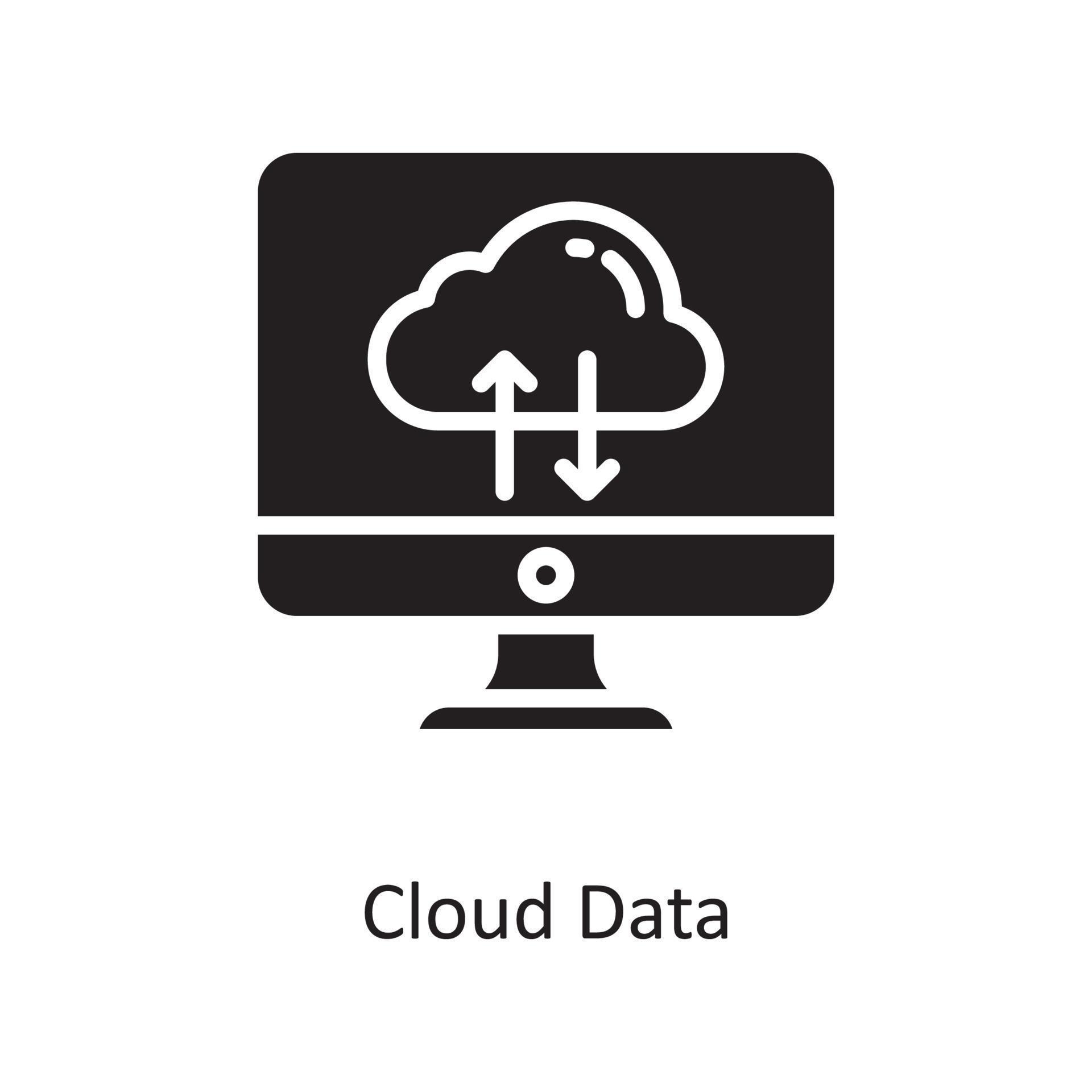 Cloud Data Vector Solid Icon Design illustration. Cloud Computing Symbol on White background EPS ...