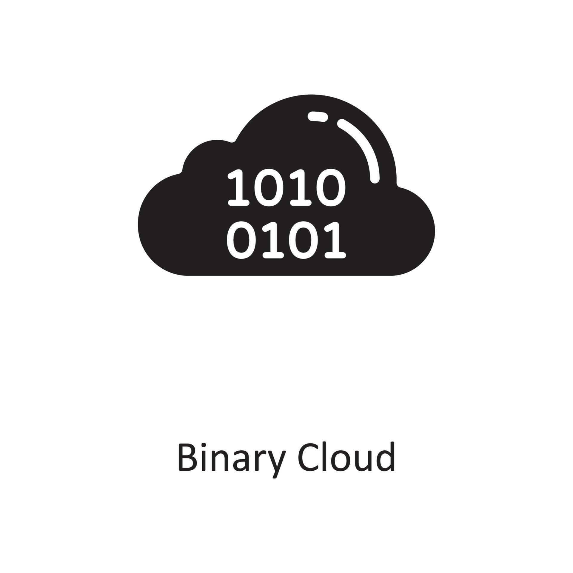 Binary Cloud Vector Solid Icon Design Illustration Cloud Computing Symbol On White Background