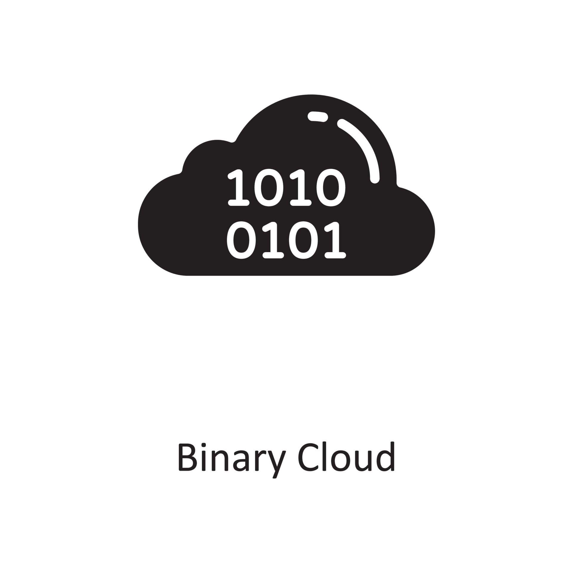 Binary Cloud Vector Solid Icon Design illustration. Cloud Computing Symbol on White background ...