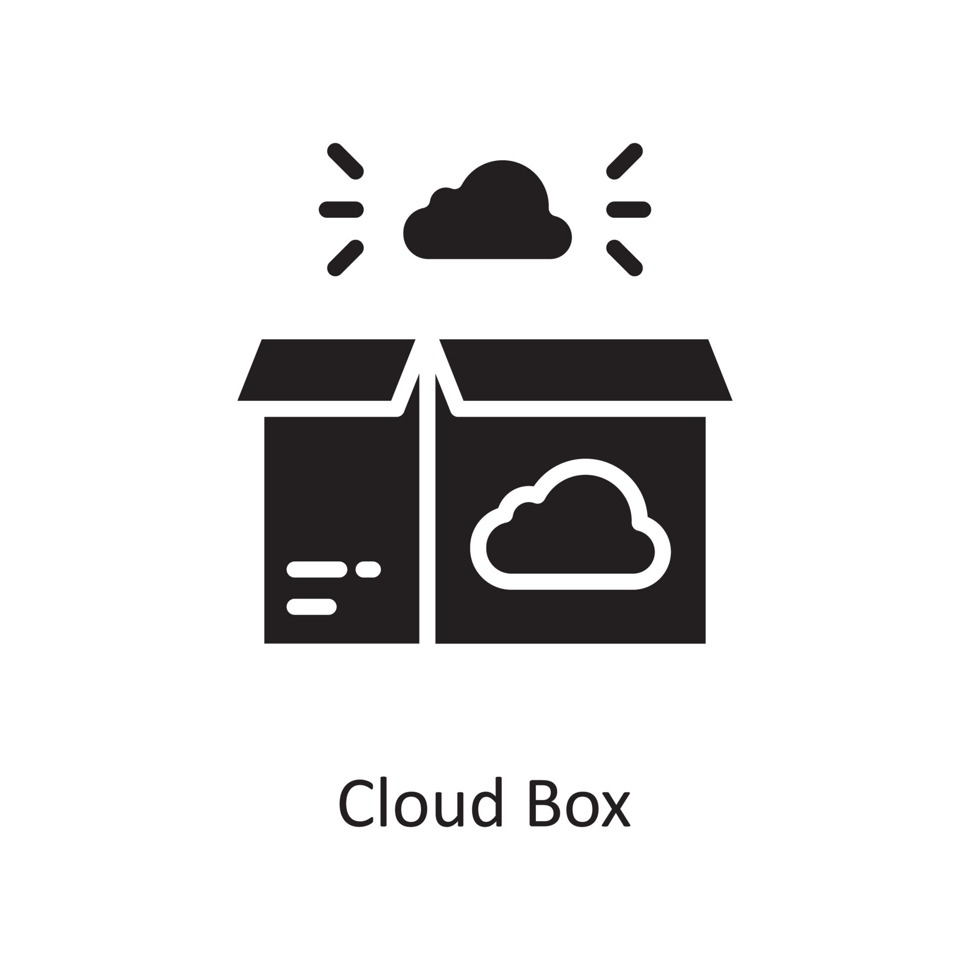 Cloud Box Vector Solid Icon Design Illustration Cloud Computing Symbol