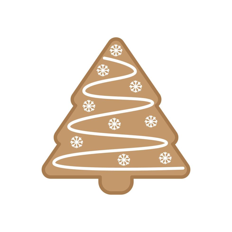 Vector illustration of cute gingerbread Christmas tree isolated on ...