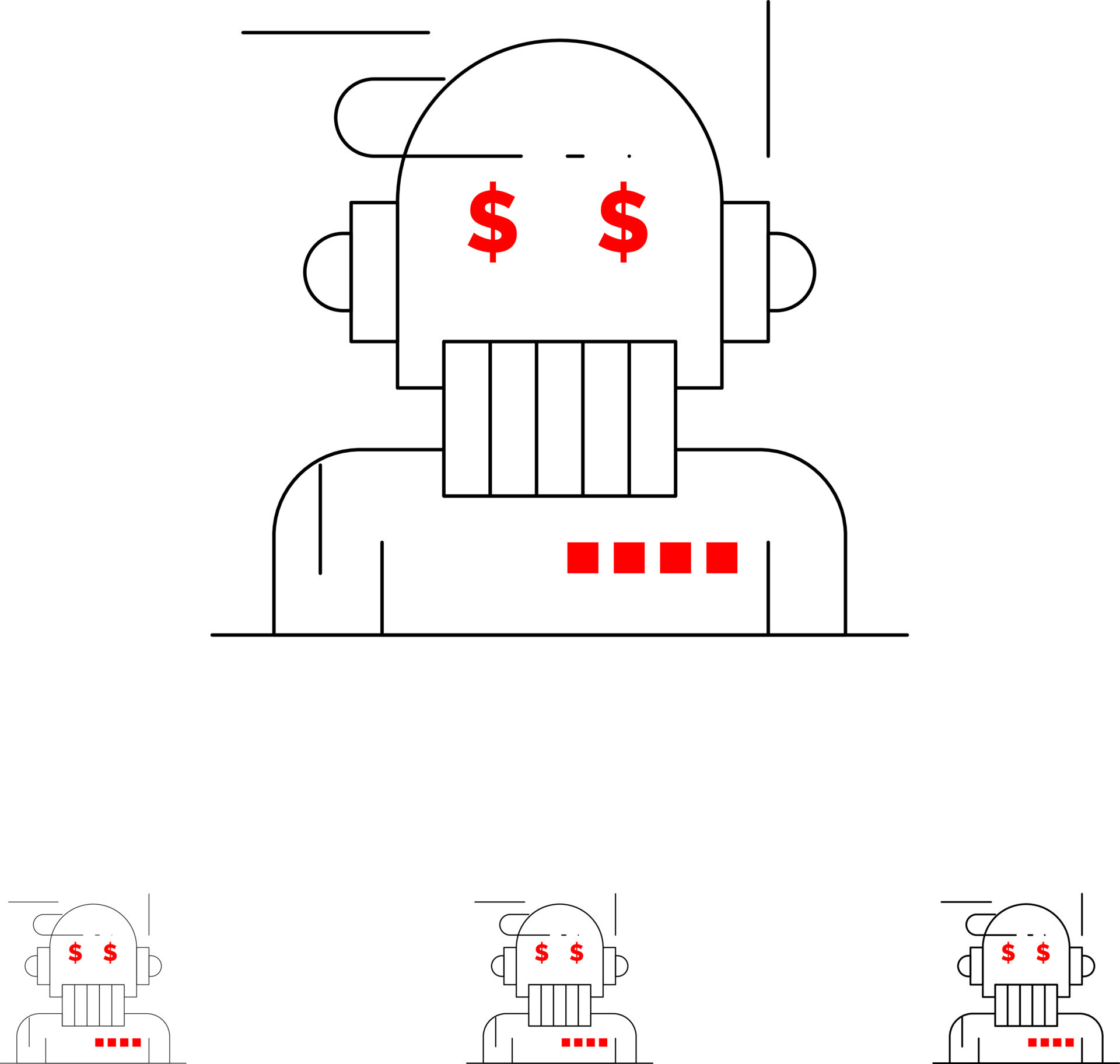Robot Advisor Adviser Advisor Algorithm Analyst Bold And Thin Black Line Icon Set 14311566