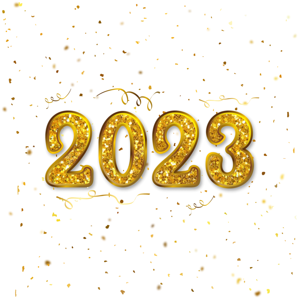 2023 Feliz Año Nuevo Diseño De Letras Doradas Con Purpurina 14313282 Png