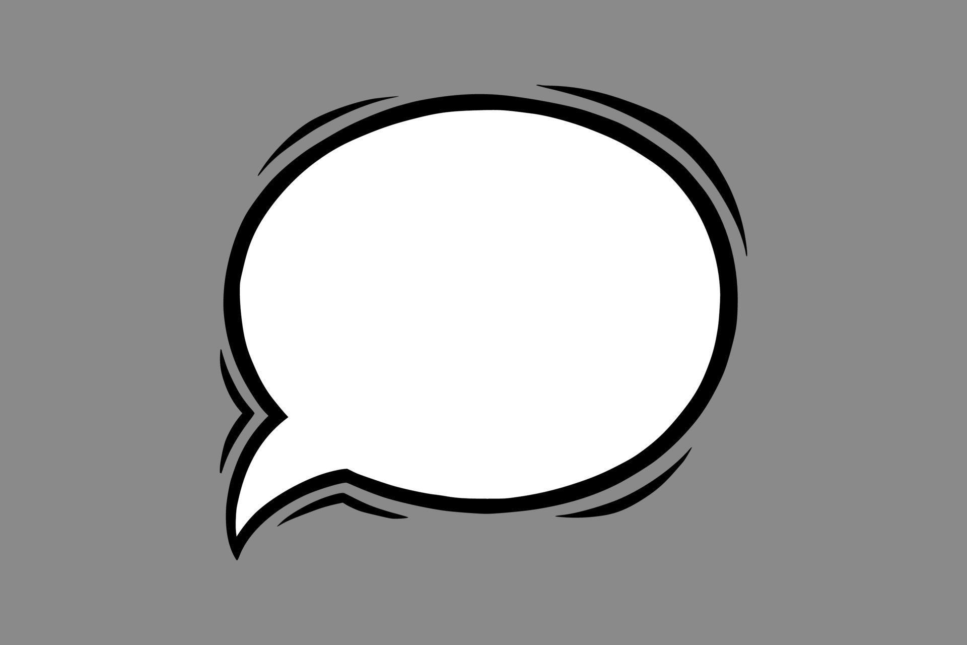 Round speech bubble in comic style. Oval speech bubble isolated in grey background. Vector ...