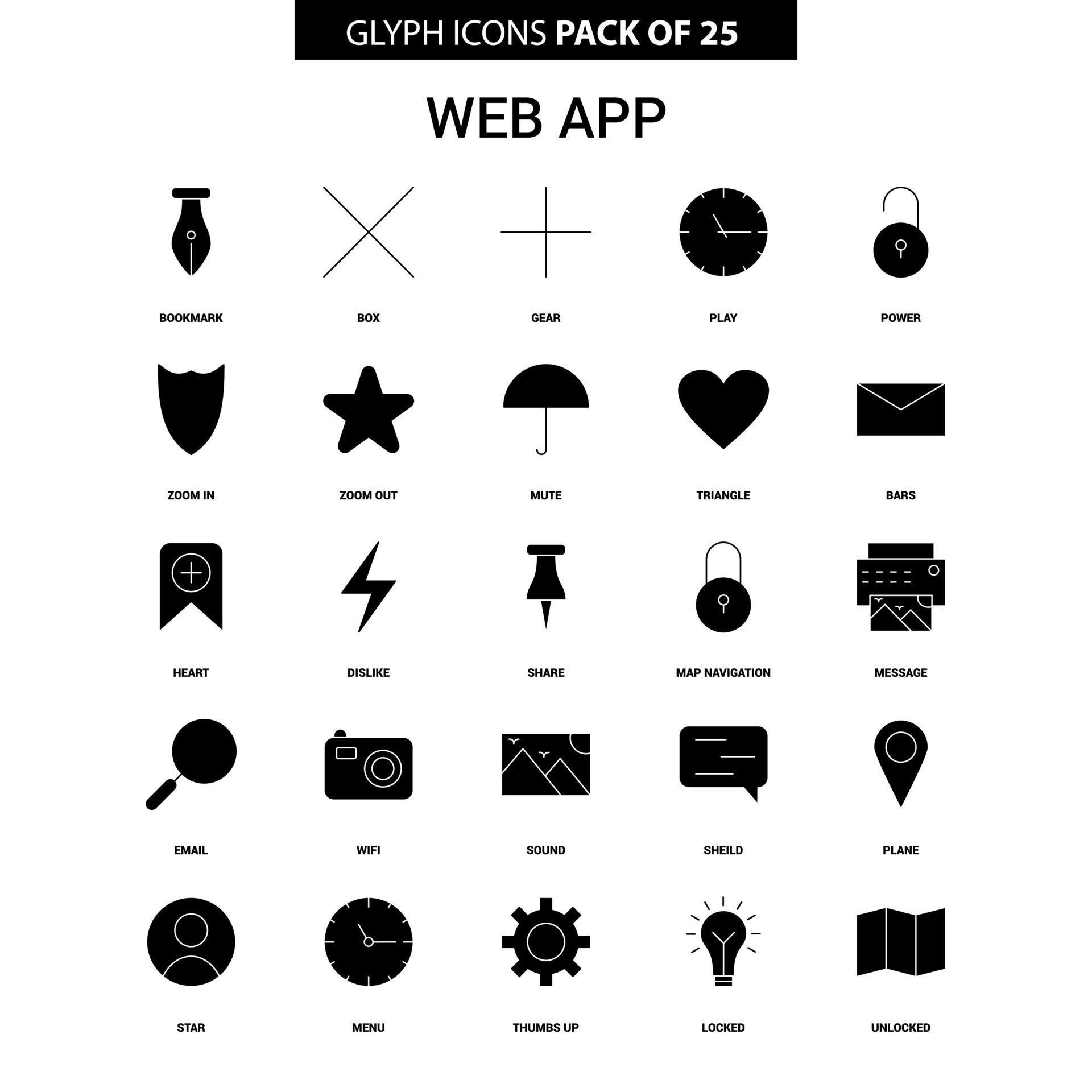 Web App Glyph Vector Icon set 14315898 Vector Art at Vecteezy