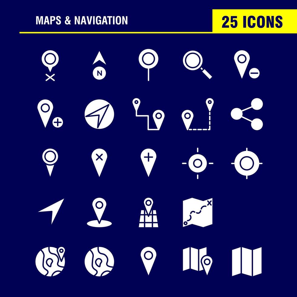 Maps And Navigation Solid Glyph Icon Pack For Designers And Developers Icons Of Gps Delete Map ...