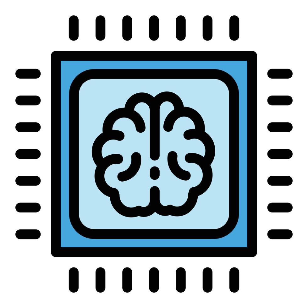 Ai brain processor icon outline vector. Digital circuit 14317445 Vector ...