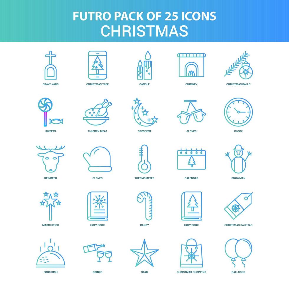 25 Green and Blue Futuro Christmas Icon Pack 14318401 Vector Art at ...