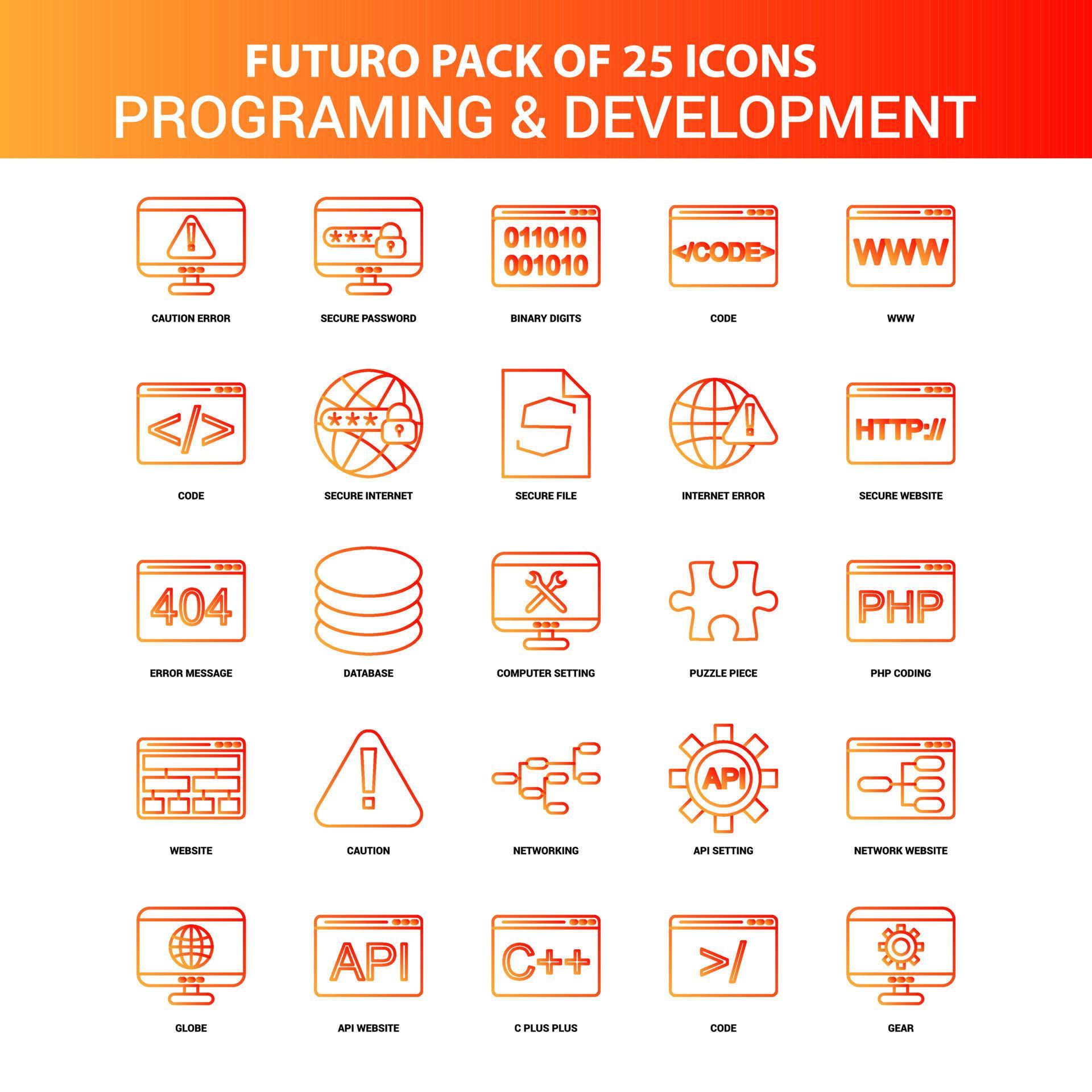 Orange Futuro 25 Programming And Developement Icon Set 14318645 Vector