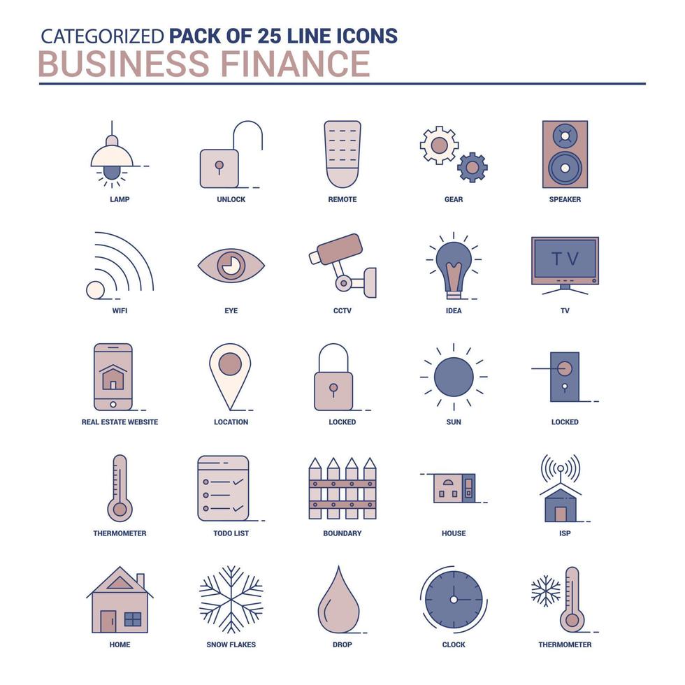 Vintage Business Finance Icon set 25 Flat Line icon set 14319671 Vector ...