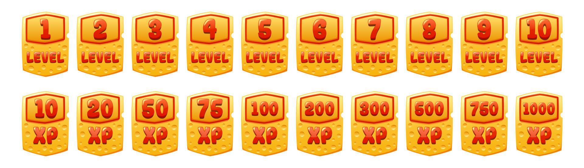 Set Of Cheese Game Level Ui Icons Score Experience 14319737 Vector Art