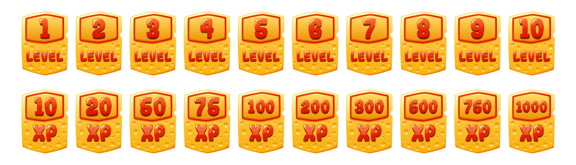 Set Of Cheese Game Level Ui Icons Score Experience 14319737 Vector Art