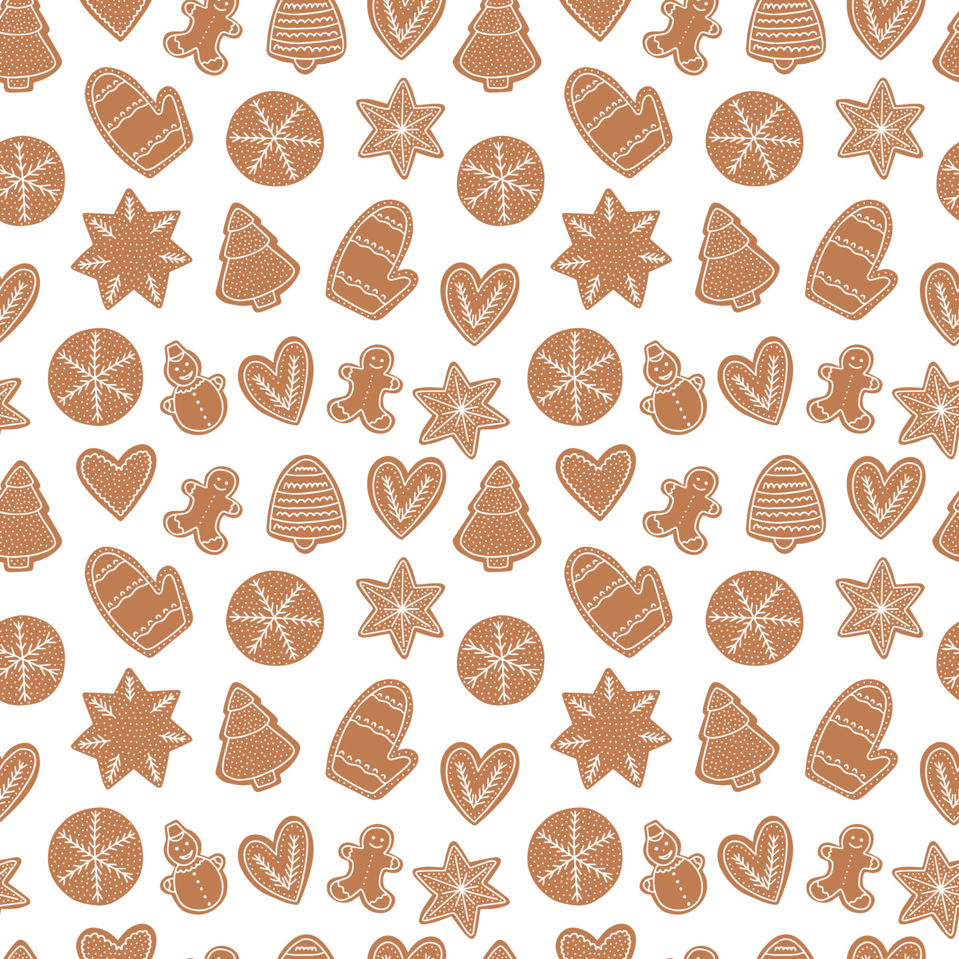 Christmas ginger cookie seamless pattern. Vector gingerbread cookies ...