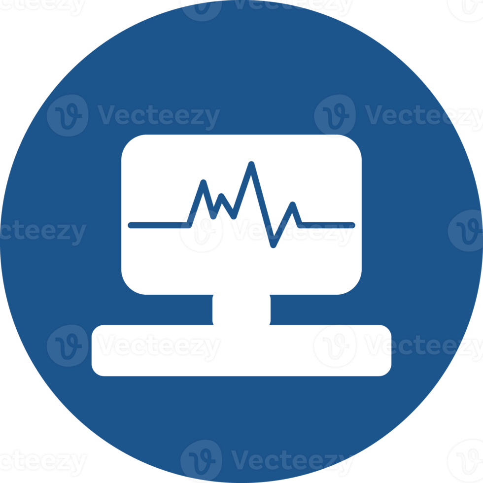 Electrocardiogram icons design in blue circle. 14322498 PNG