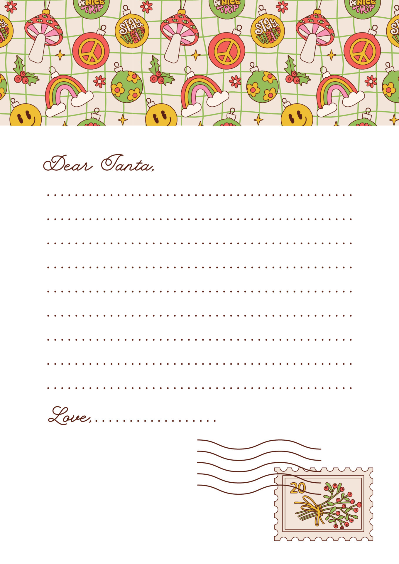 Groovy Drawn Cartoon Template For Christmas Letter To Santa Claus With groovy-drawn-cartoon-template-for-christmas-letter-to-santa-claus-with