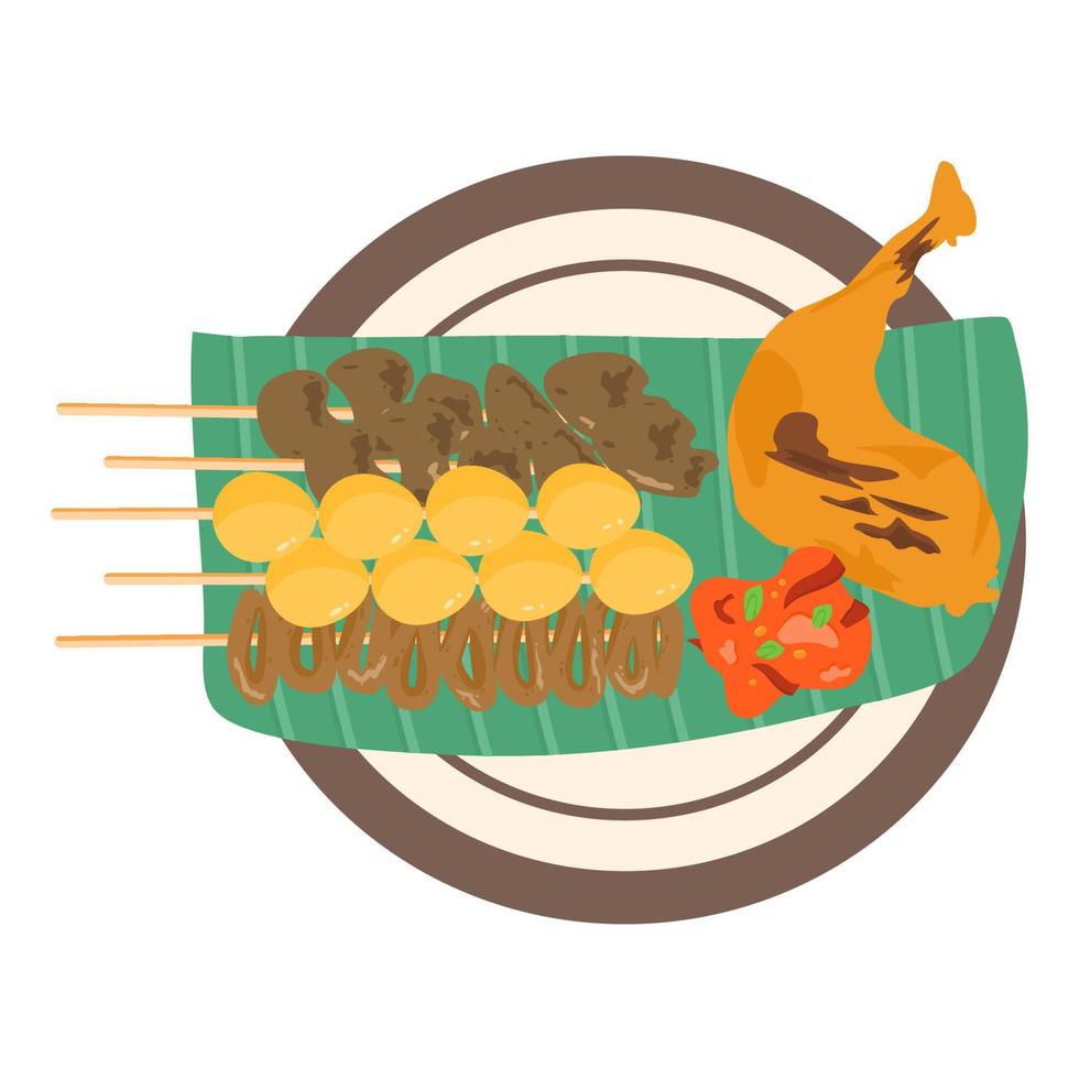 Sate Jeroan Indonesian Traditional Food 14324522 Vector Art At Vecteezy