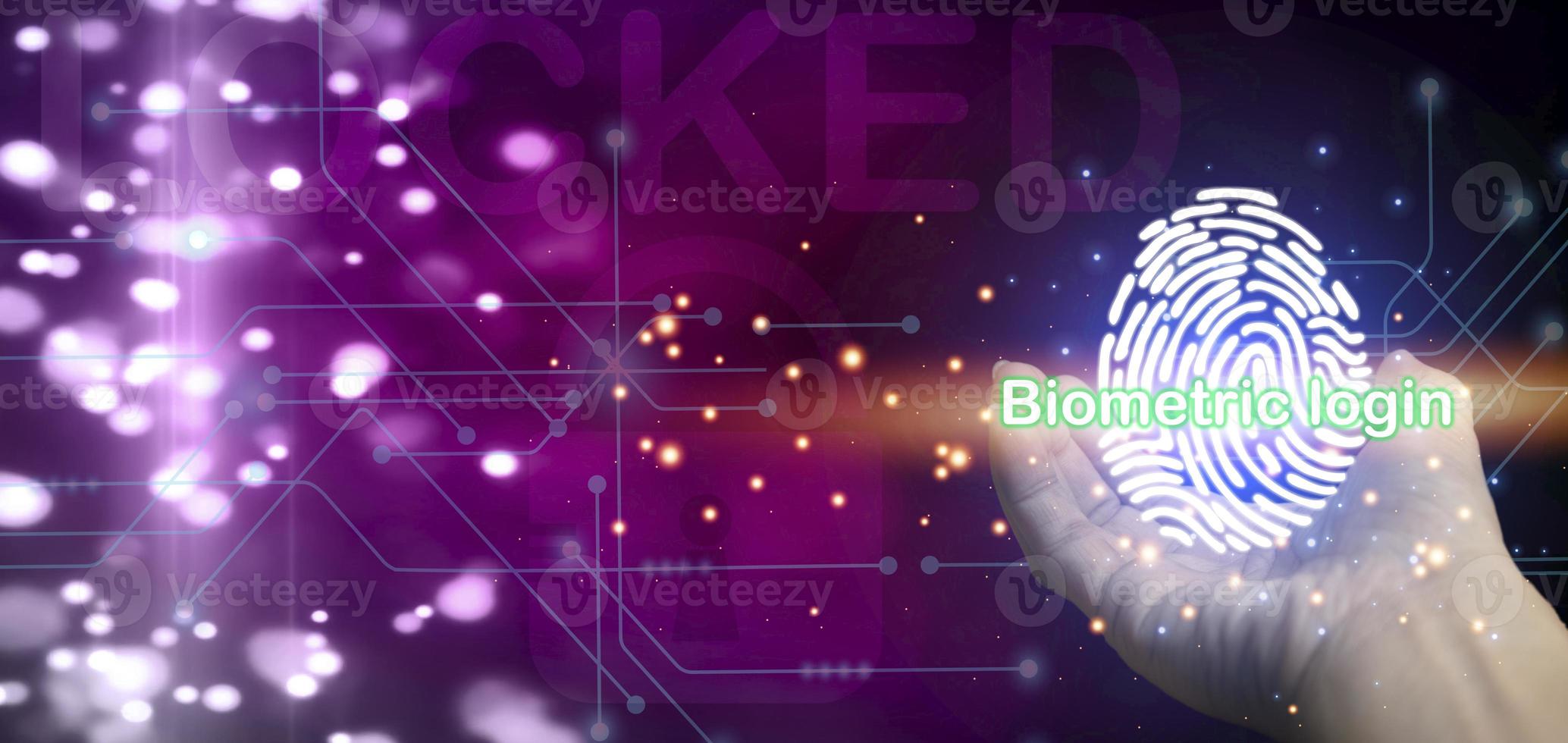 Businessman using fingerprint scan. Fingerprint scan provides access with biometrics ...