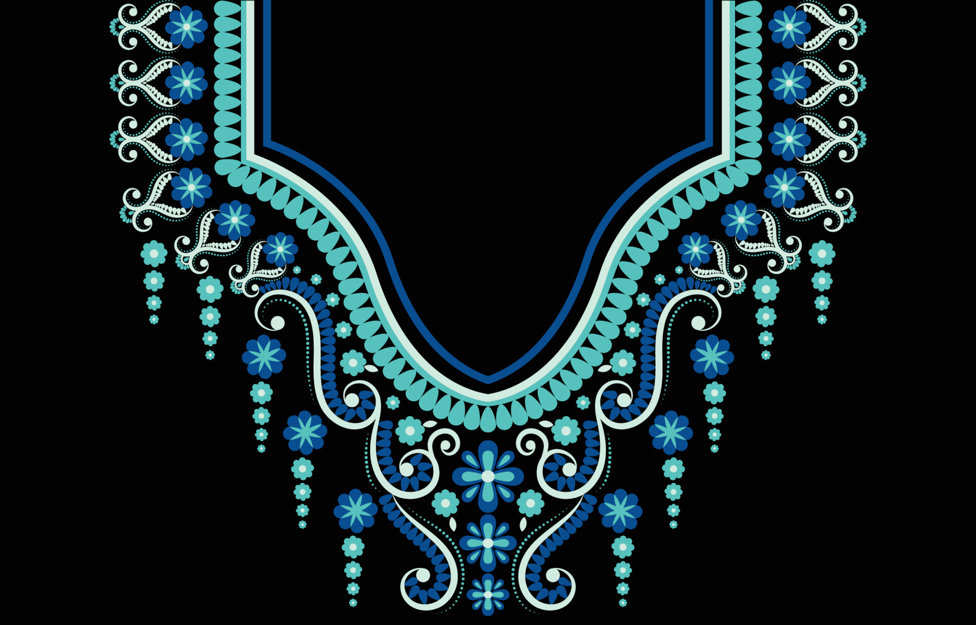 Geometric Ethnic Oriental Pattern Traditional Floral Necklace