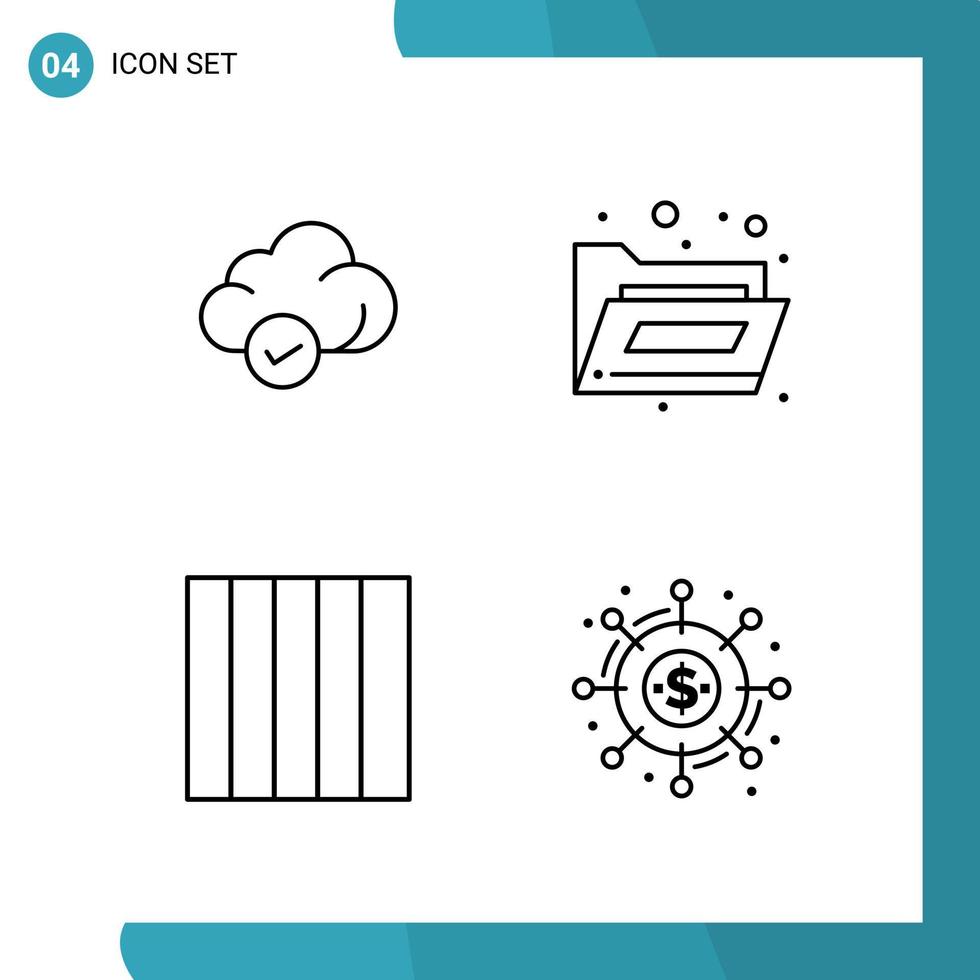 Vector Pack of 4 Outline Symbols Line Style Icon Set on White ...