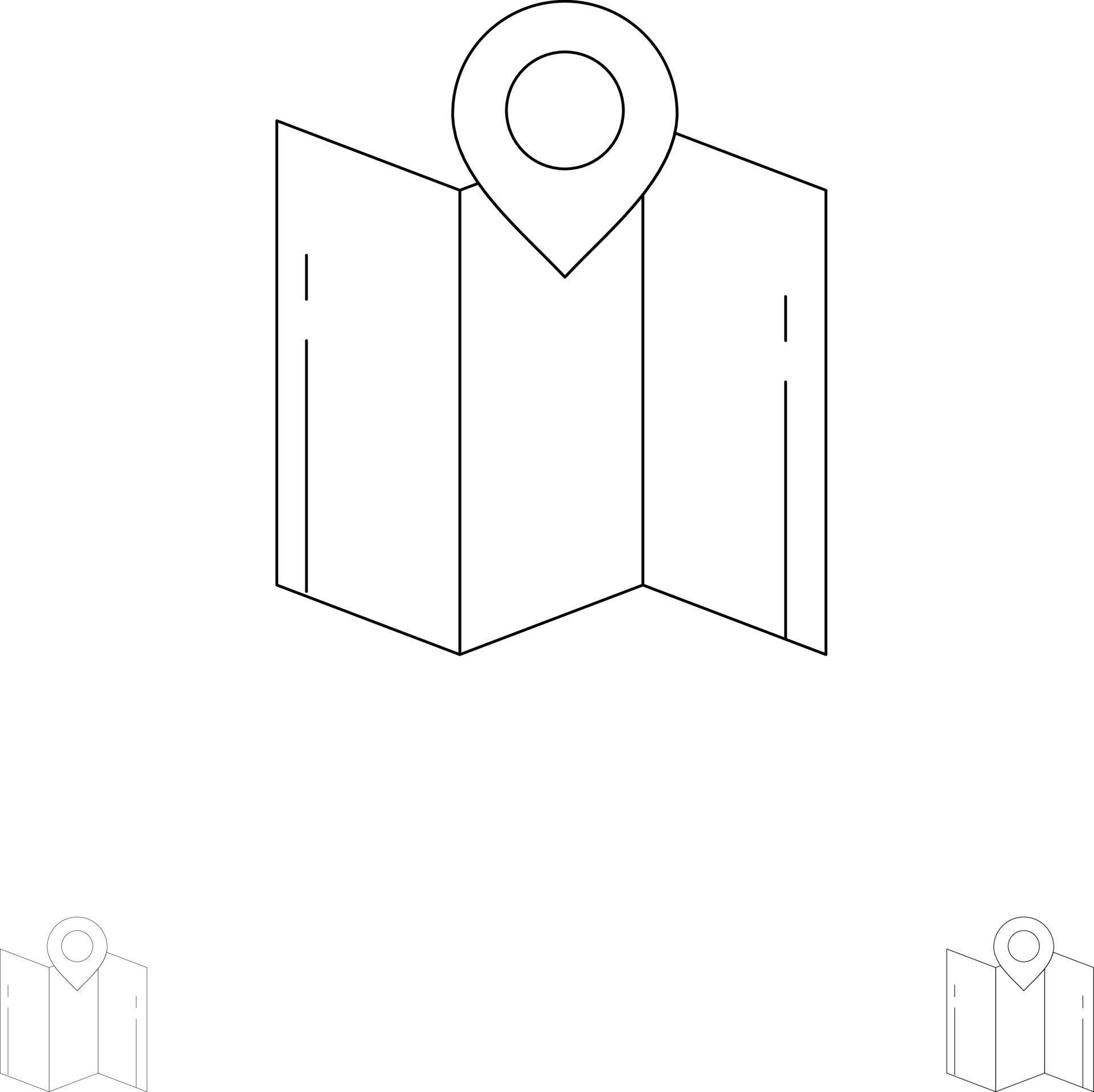 Map Direction Location Navigation Pointer Bold And Thin Black Line Icon Set 14327712 Vector Art