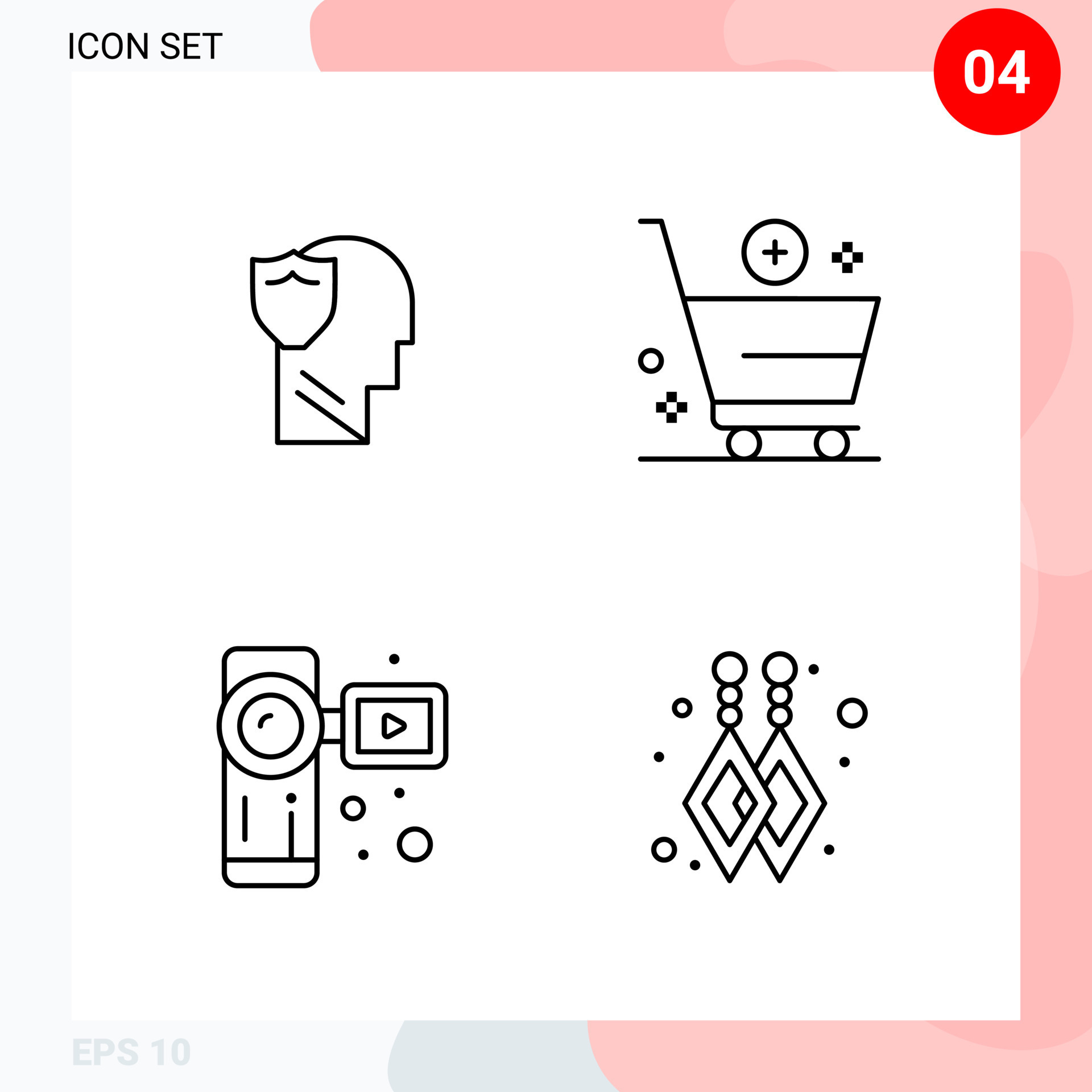 Vector Pack Of 4 Icons In Line Style Creative Outline Pack Isolated On White Background For Web