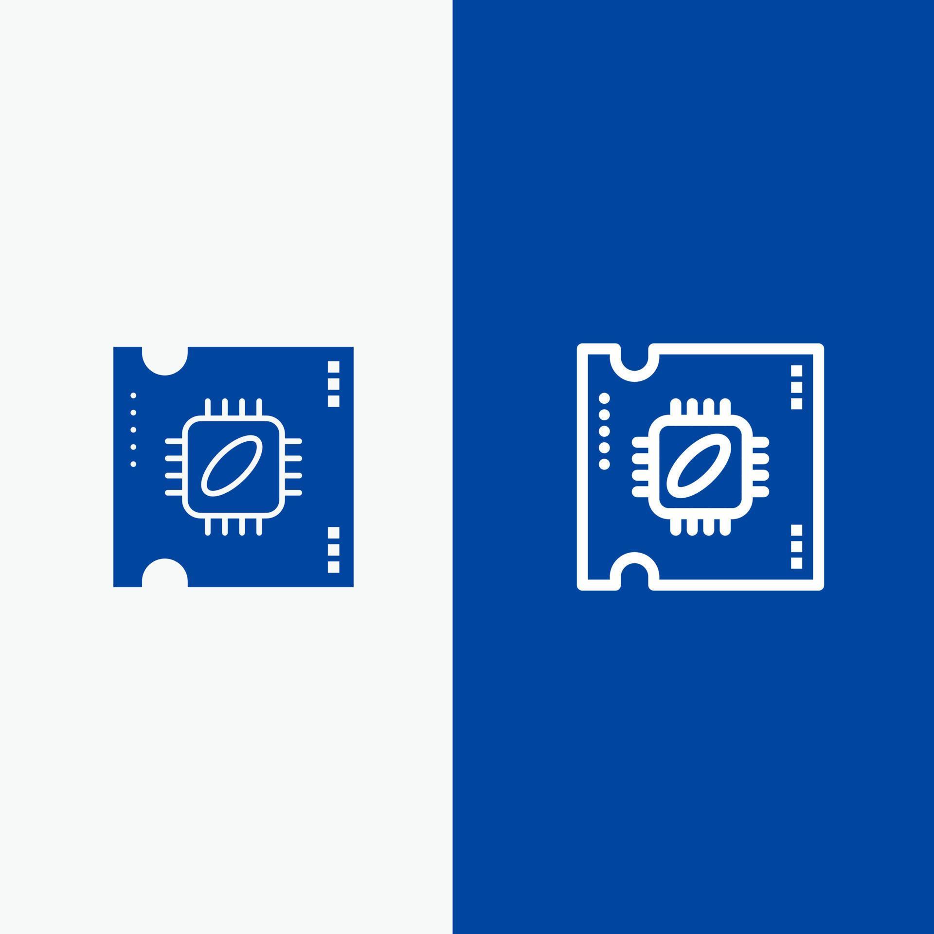 Cpu Microchip Processor Processor Chip Line And Glyph Solid Icon Blue