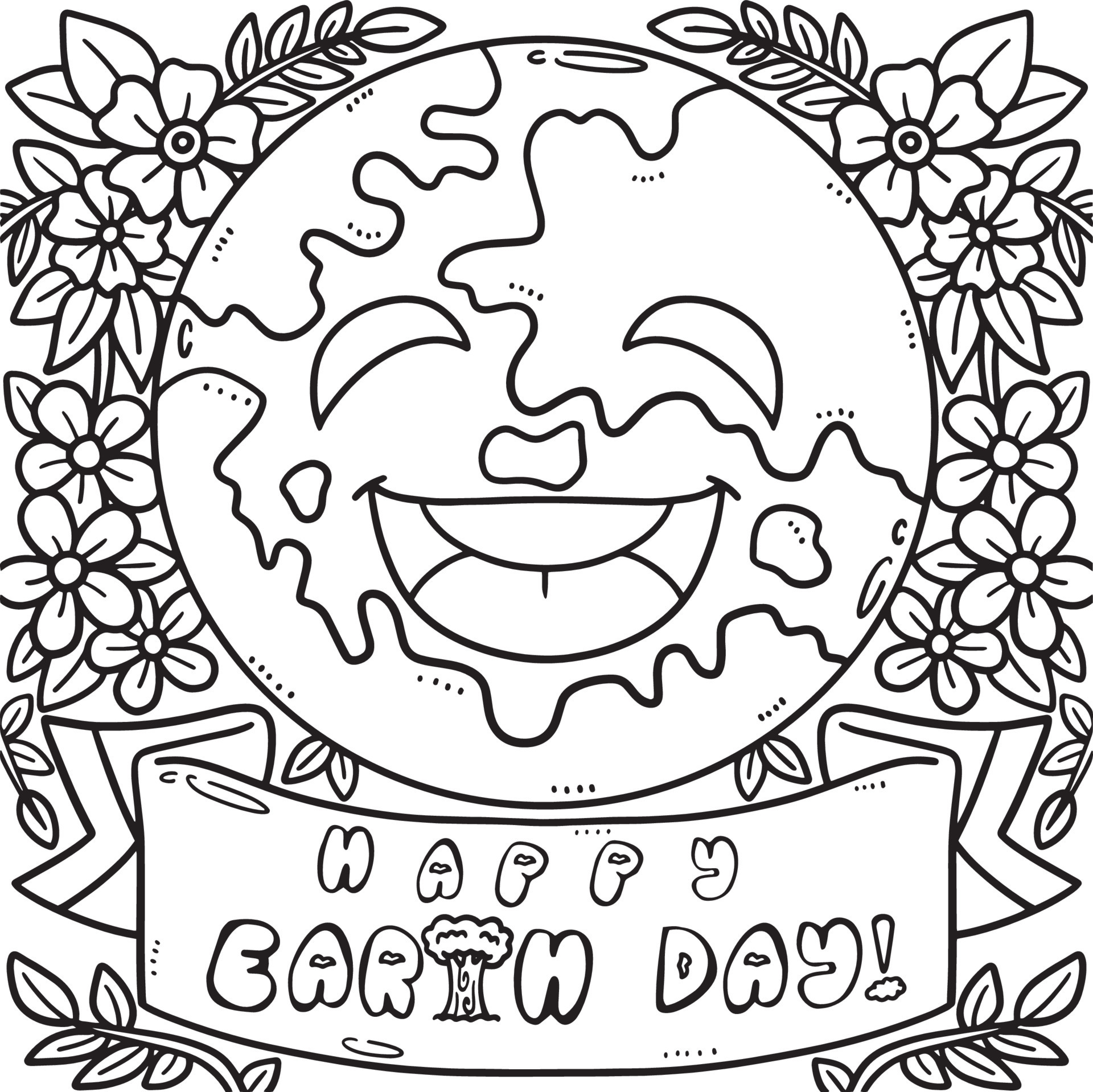 Happy Earth Day Coloring Page for Kids 14329638 Vector Art at Vecteezy