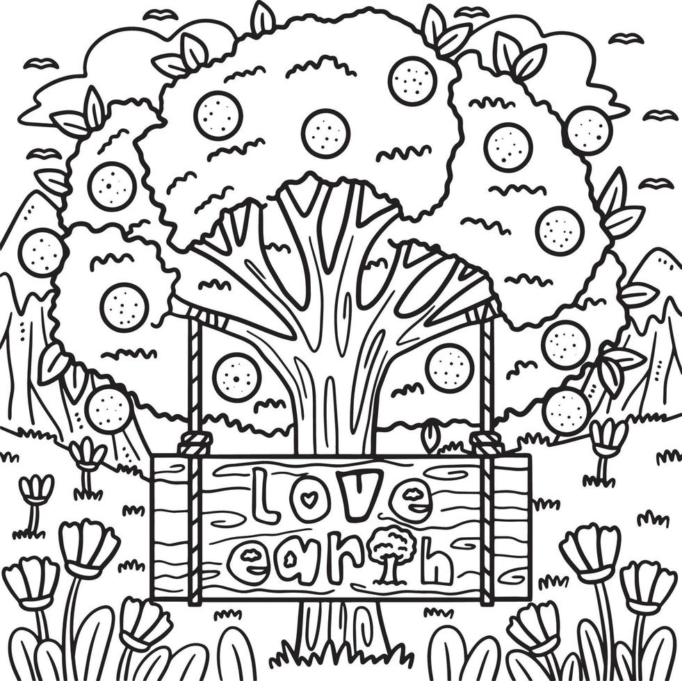 Earth Day Love Earth Coloring Page for Kids 14329639 Vector Art at Vecteezy