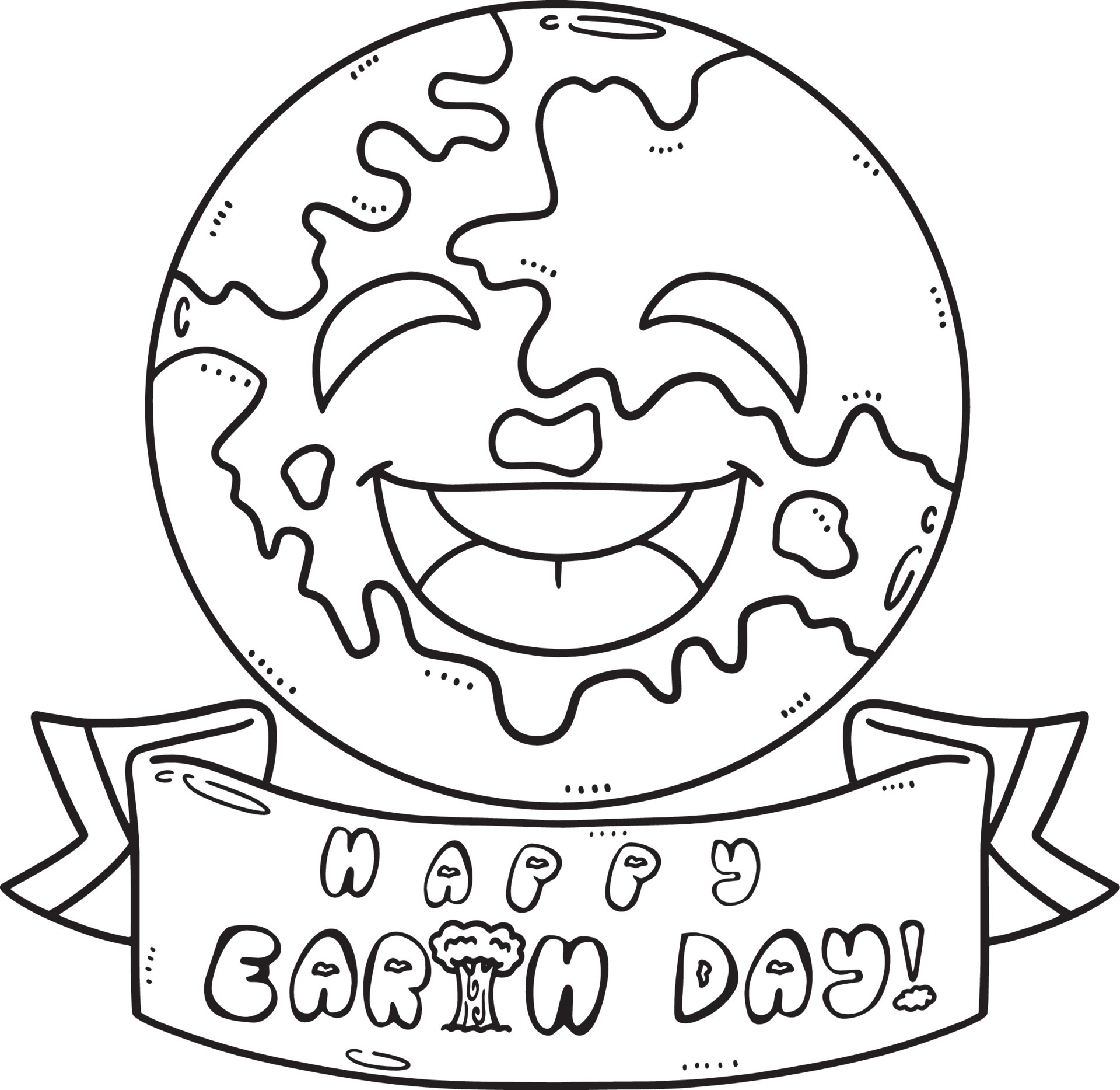Happy Earth Day Isolated Coloring Page for Kids 14329650 Vector Art at ...