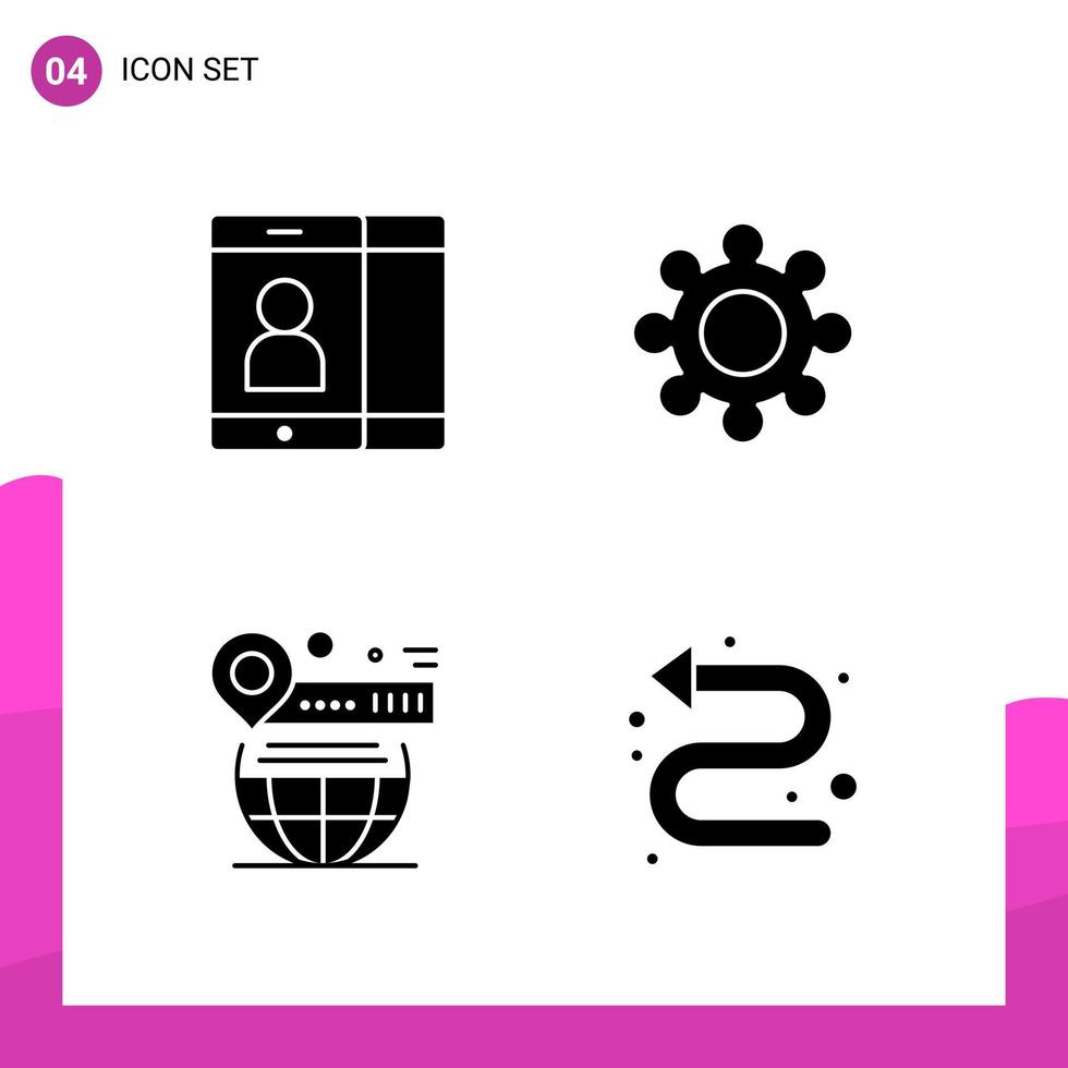 Glyph Icon set Pack of 4 Solid Icons isolated on White Background for ...