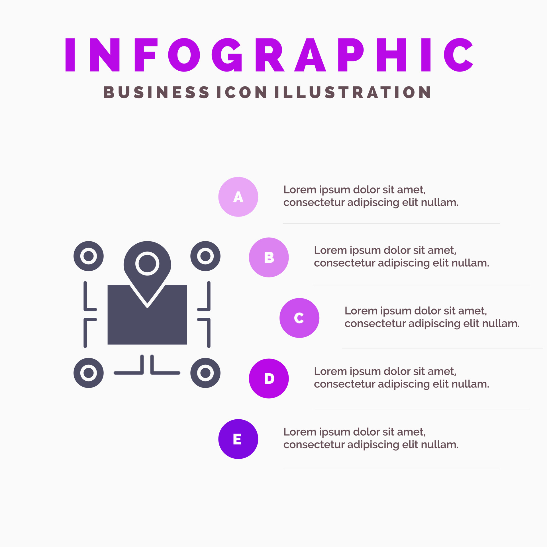 Location Map Chip Area Pointer Solid Icon Infographics 5 Steps 9095