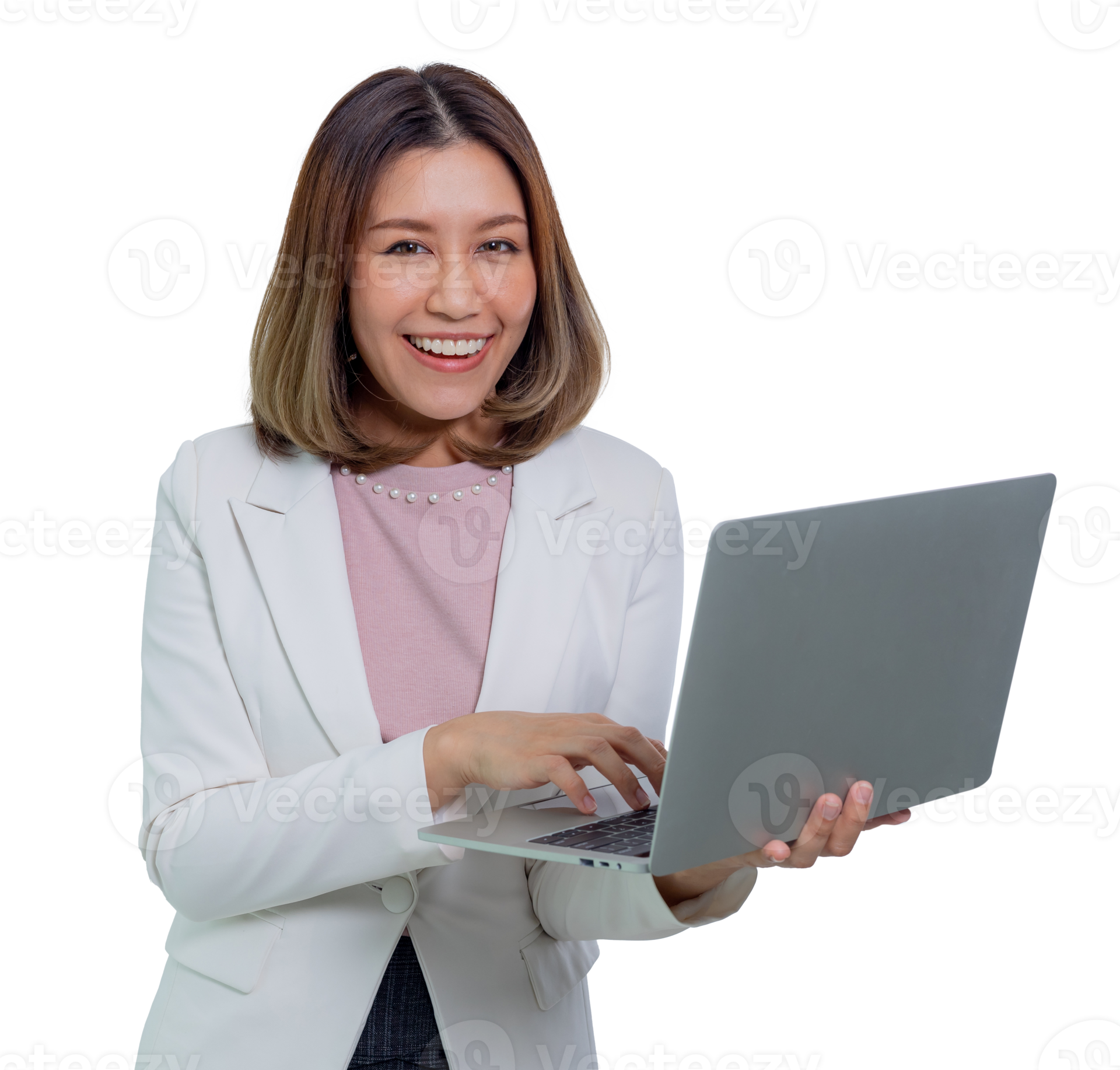 Free Asian woman holding a laptop computer, raising her hand with smile ... Free Asian woman holding a laptop computer, raising her hand with smile ...