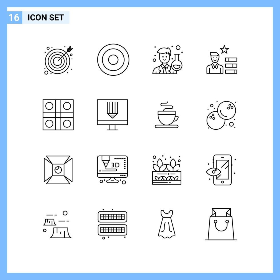 16 Icons Line Style Creative Outline Symbols Black Line Icon Sign