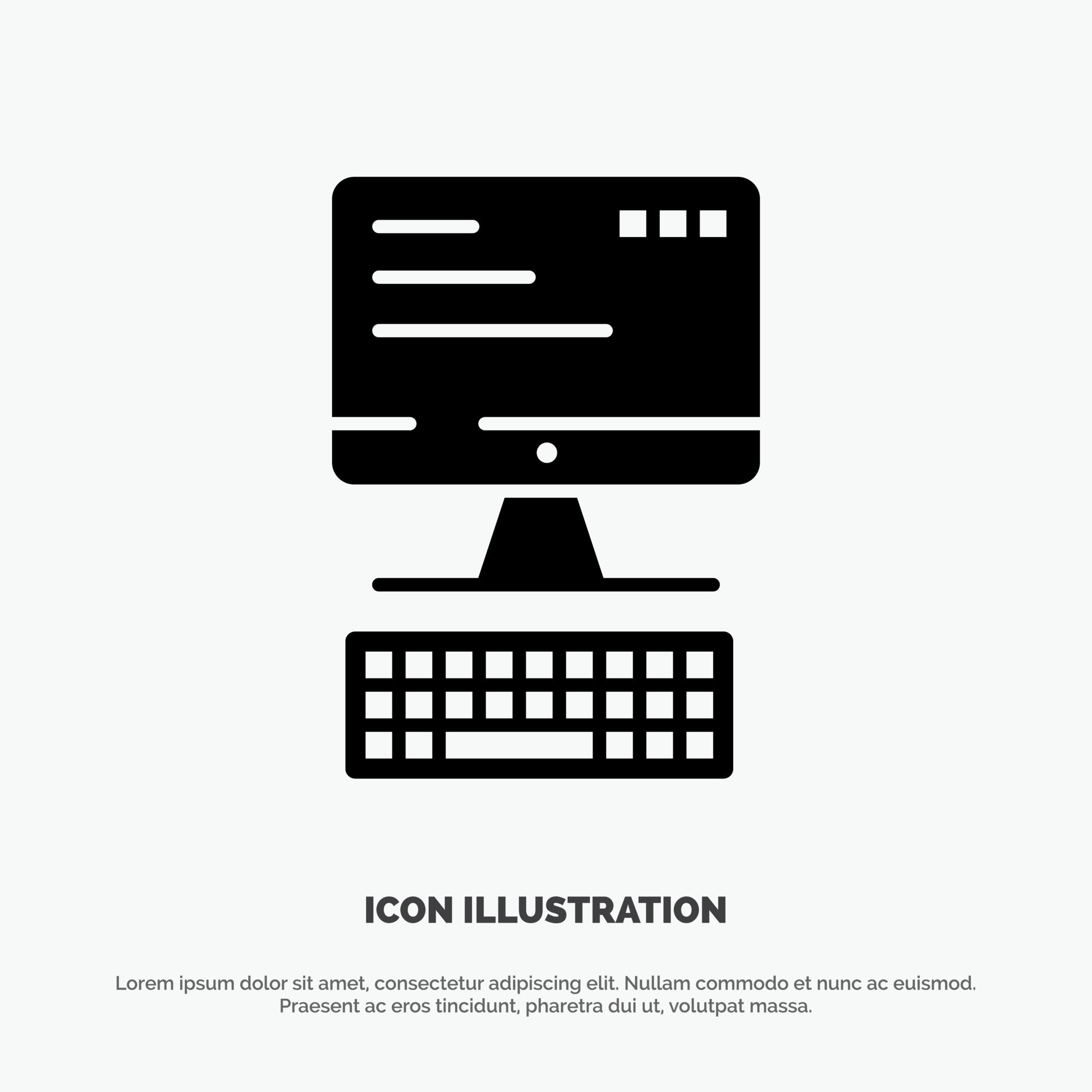 Computer Keyboard Monitor Computing Solid Black Glyph Icon 14332380 ...