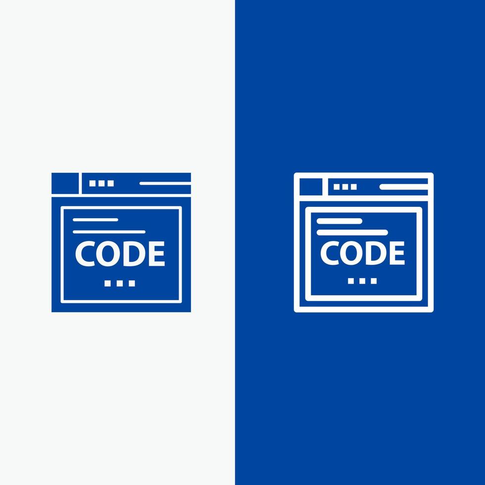 Browser Internet Code Coding Line And Glyph Solid Icon Blue Banner