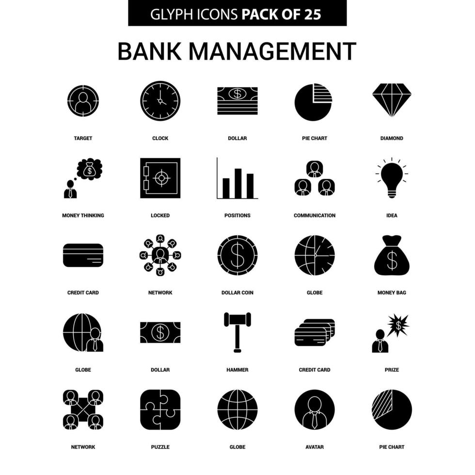 Bank Management Glyph Vector Icon set 14335339 Vector Art at Vecteezy