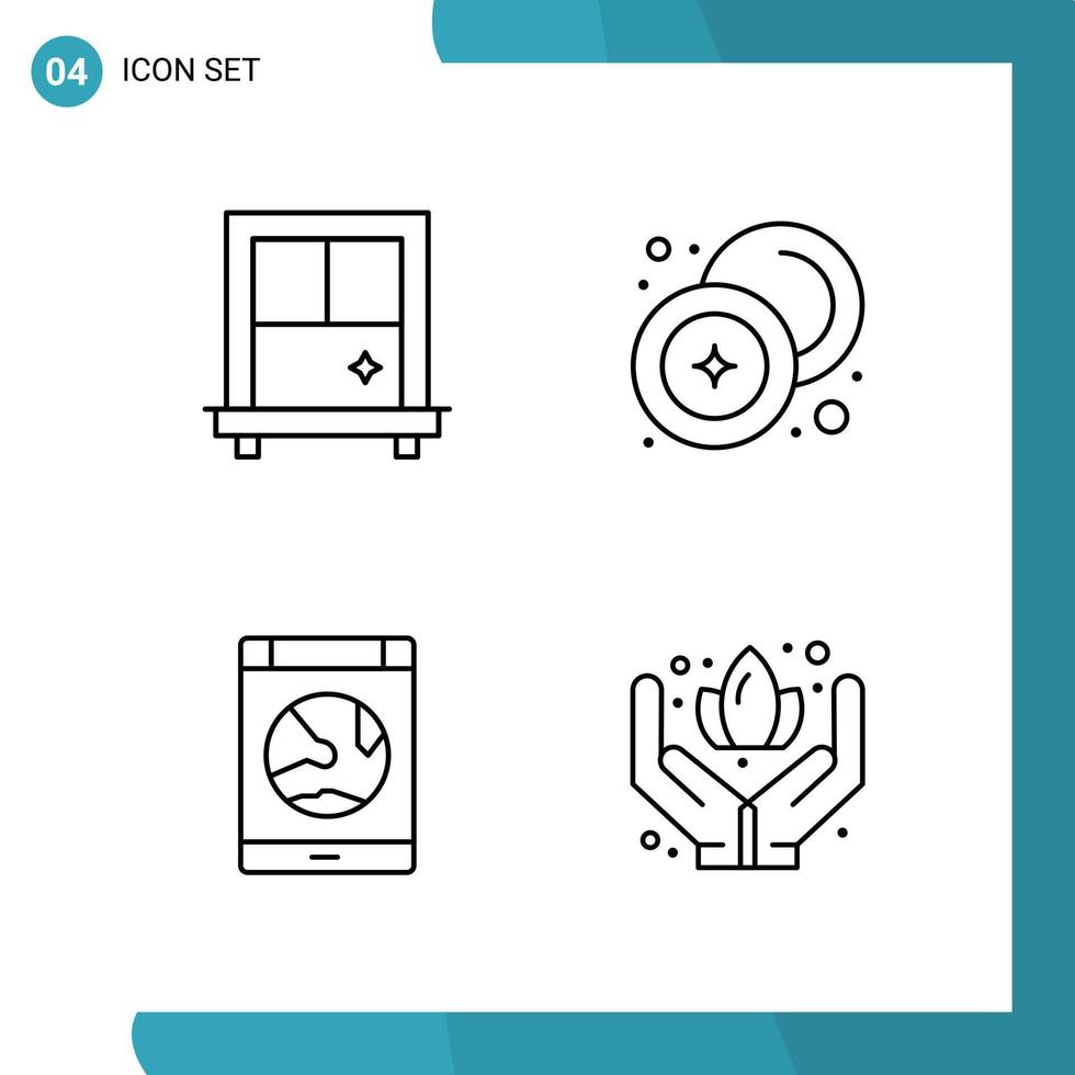 Vector Pack Of 4 Outline Symbols Line Style Icon Set On White Background For Web And Mobile