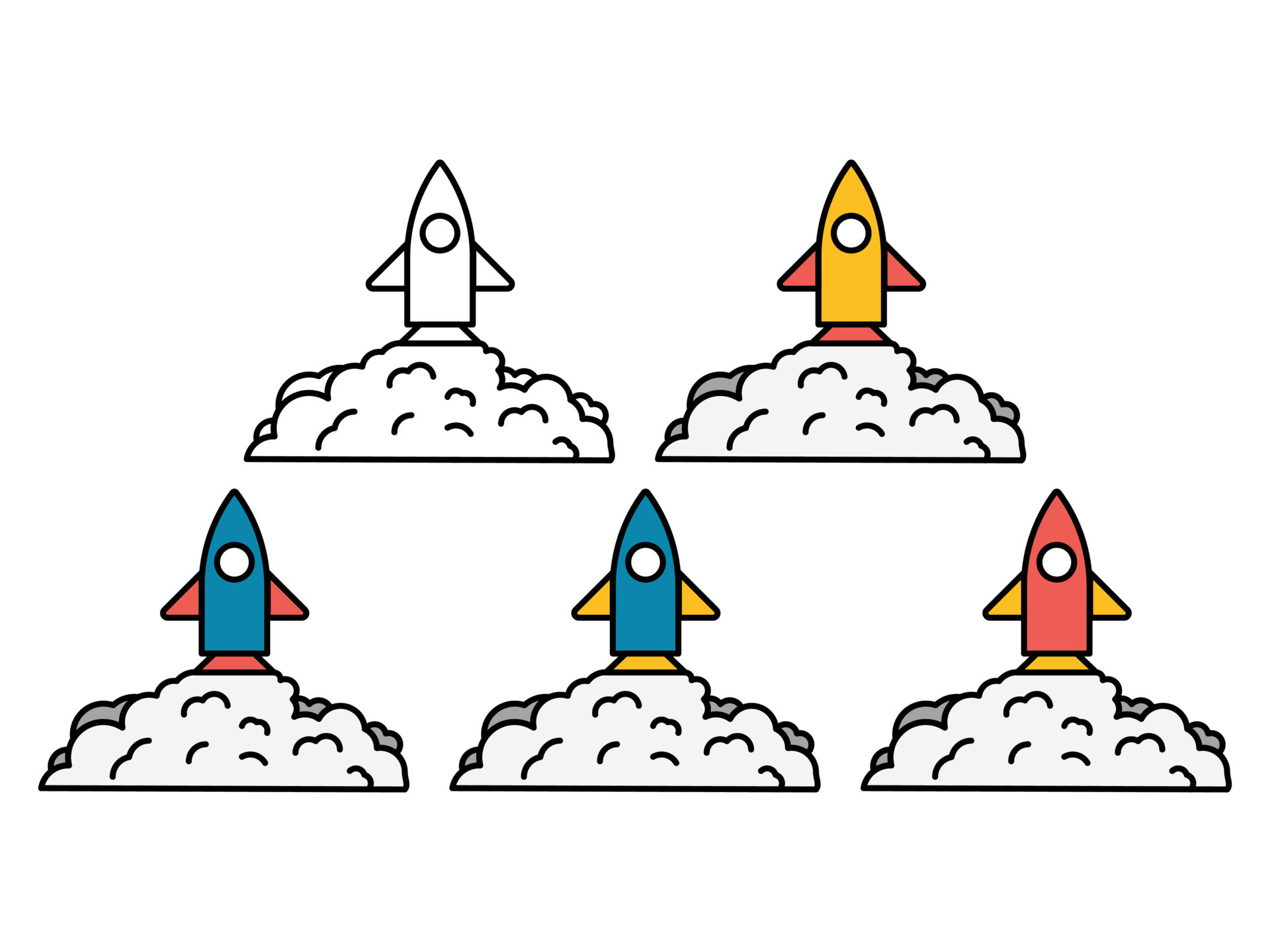 Rocket graphic design that will be launched with a puff of smoke ...