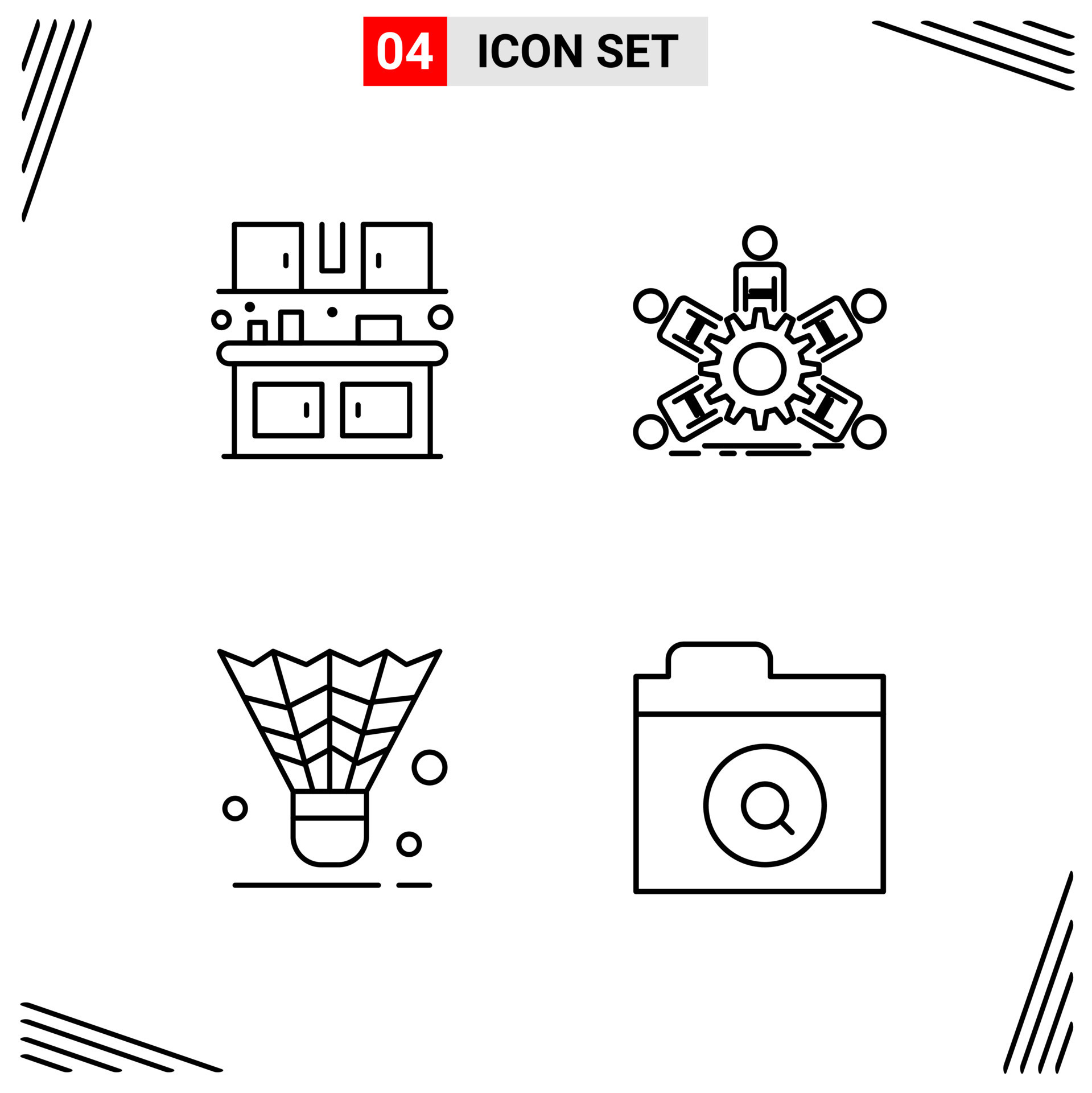 4 Icons Line Style Grid Based Creative Outline Symbols For Website Design Simple Line Icon Signs