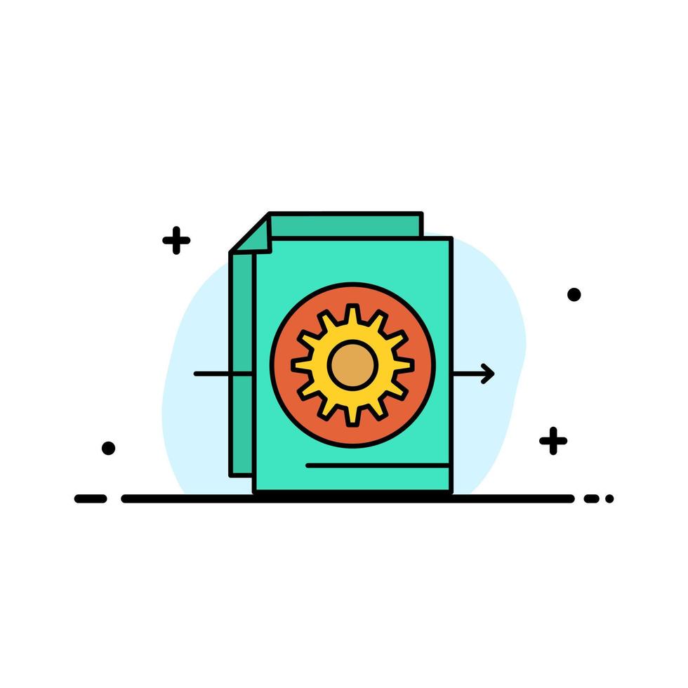Document File Gear Settings Business Flat Line Filled Icon Vector Banner Template 14338524