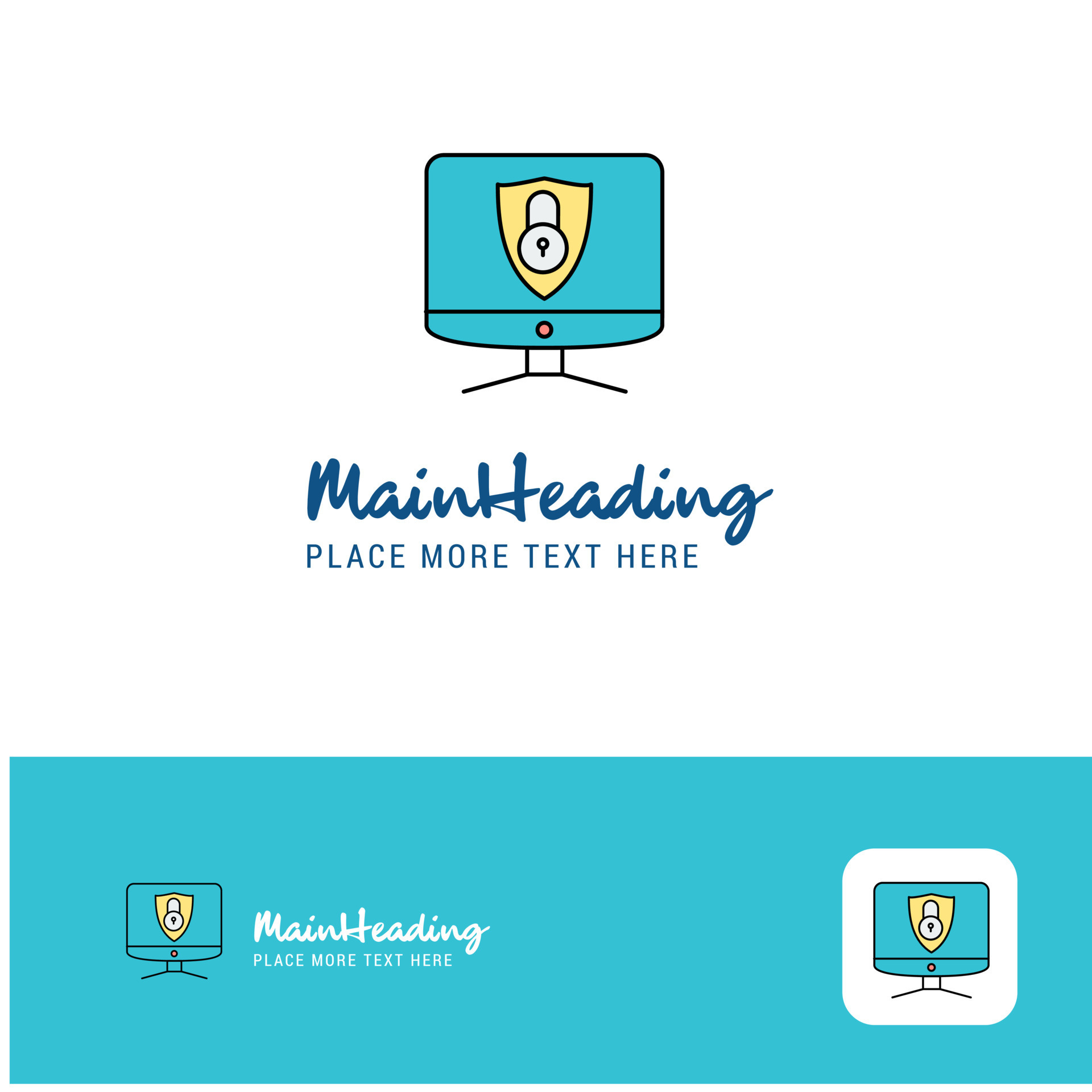 Creative Computer Protected Logo Design Flat Color Logo Place For creative-computer-protected-logo-design-flat-color-logo-place-for