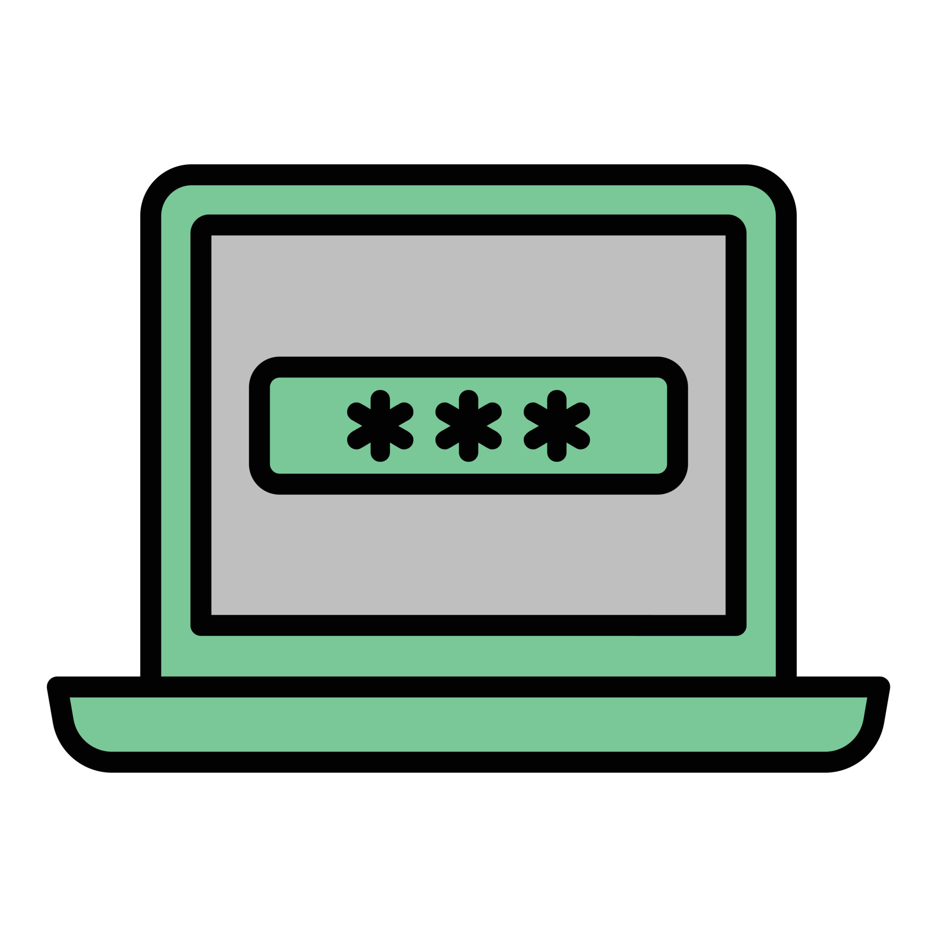 Laptop Password Icon Outline Vector Cyber Attack 14340189 Vector Art