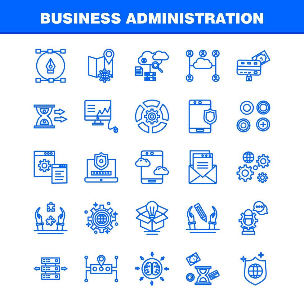 Business Administration Line Icons Set For Infographics Mobile UXUI Kit And Print Design Include ...