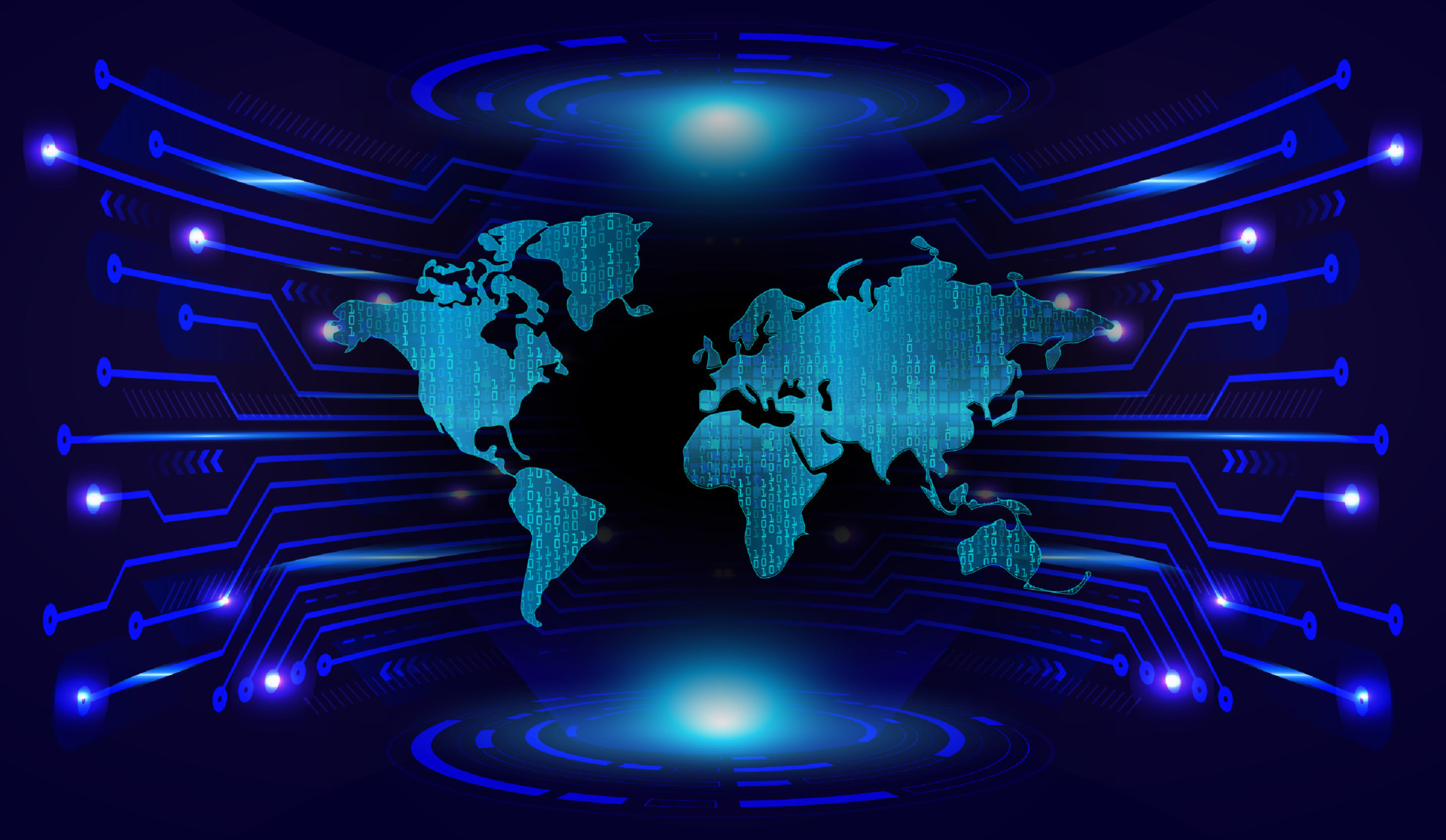 Modern World Map Holograph on Technology Background 14345820 Vector Art ...