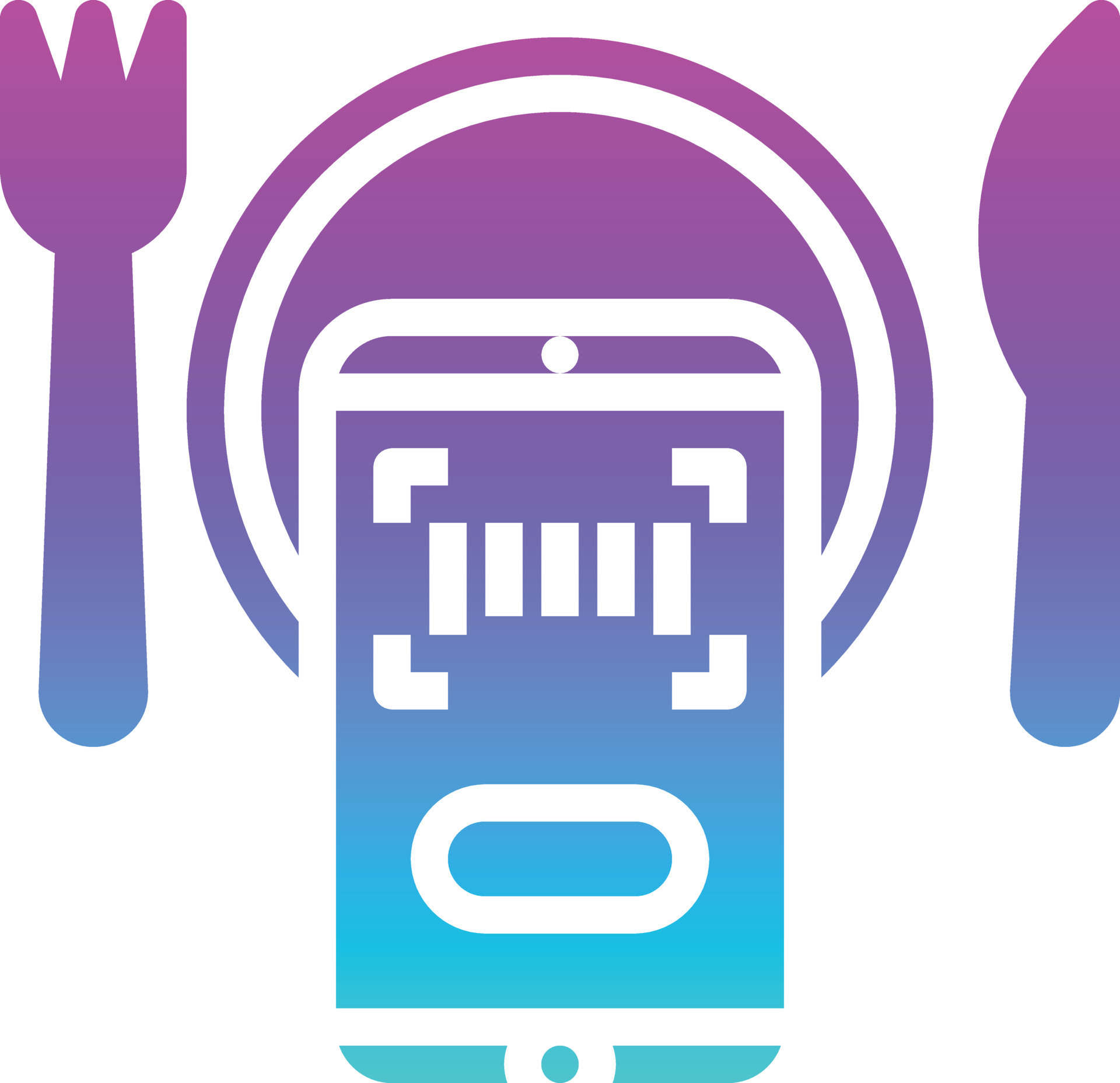 Barcode Mobile Scan Food Delivery Solid Gradient Icon 14347476 Vector
