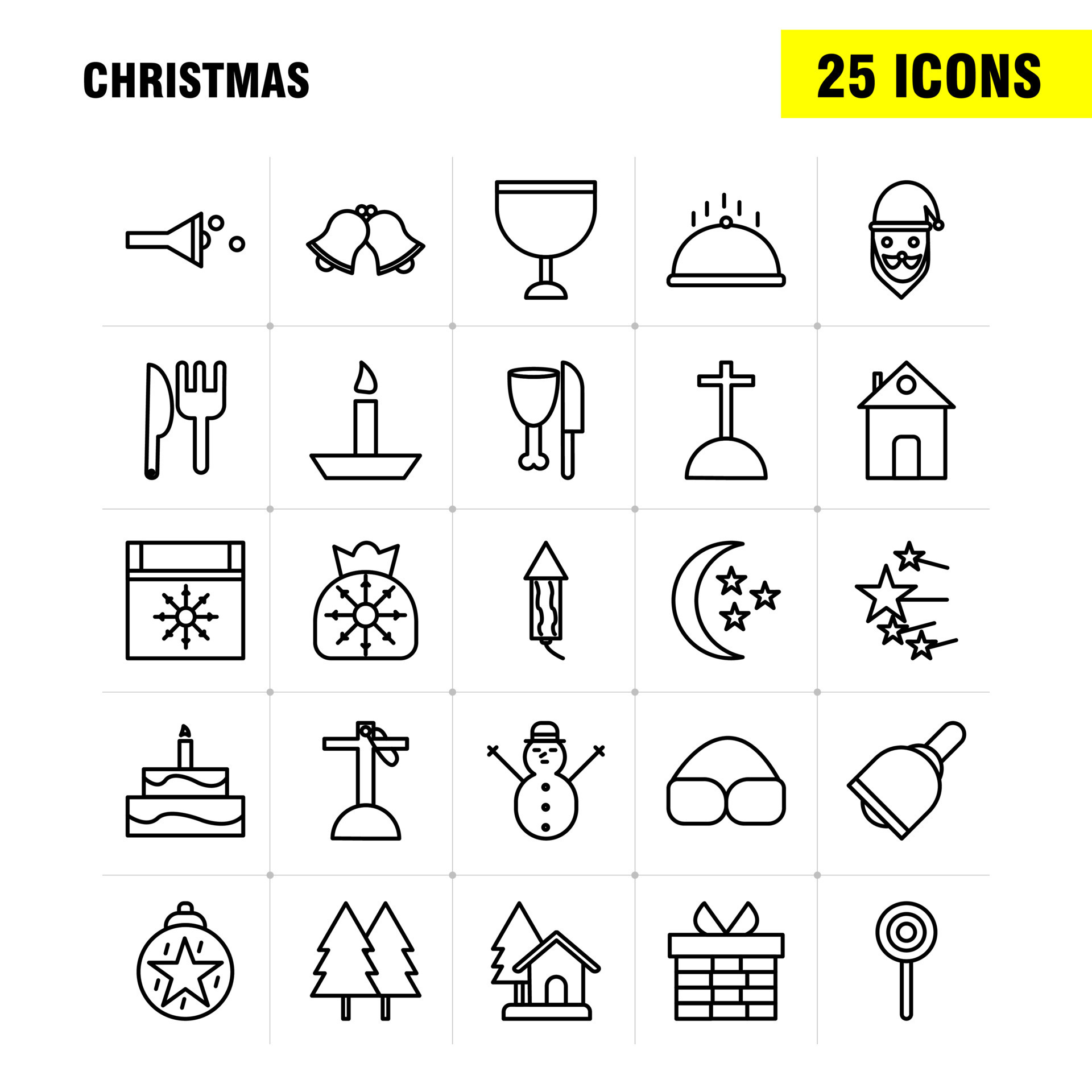 Christmas Line Icons Set For Infographics Mobile Uxui Kit And Print
