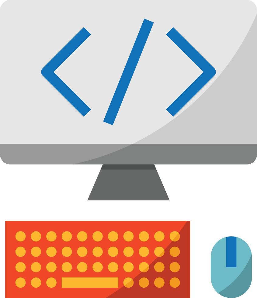 coding computer keyboard mouse creative - flat icon 14352137 Vector Art ...