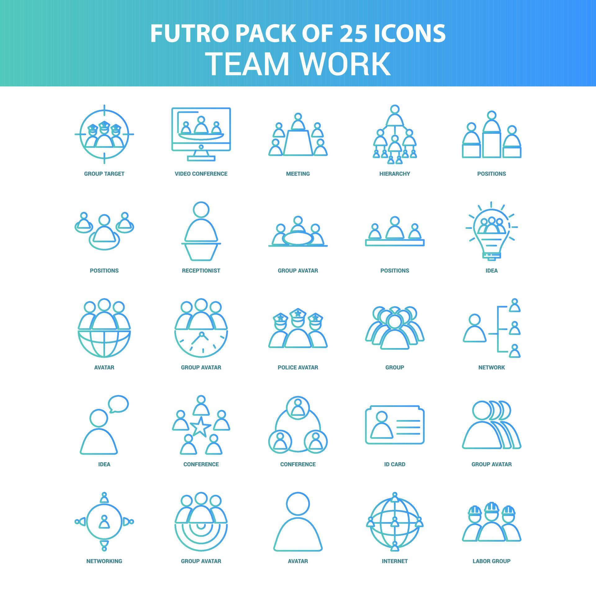 25 Green and Blue Futuro Team Work Icon Pack 14356979 Vector Art at ...