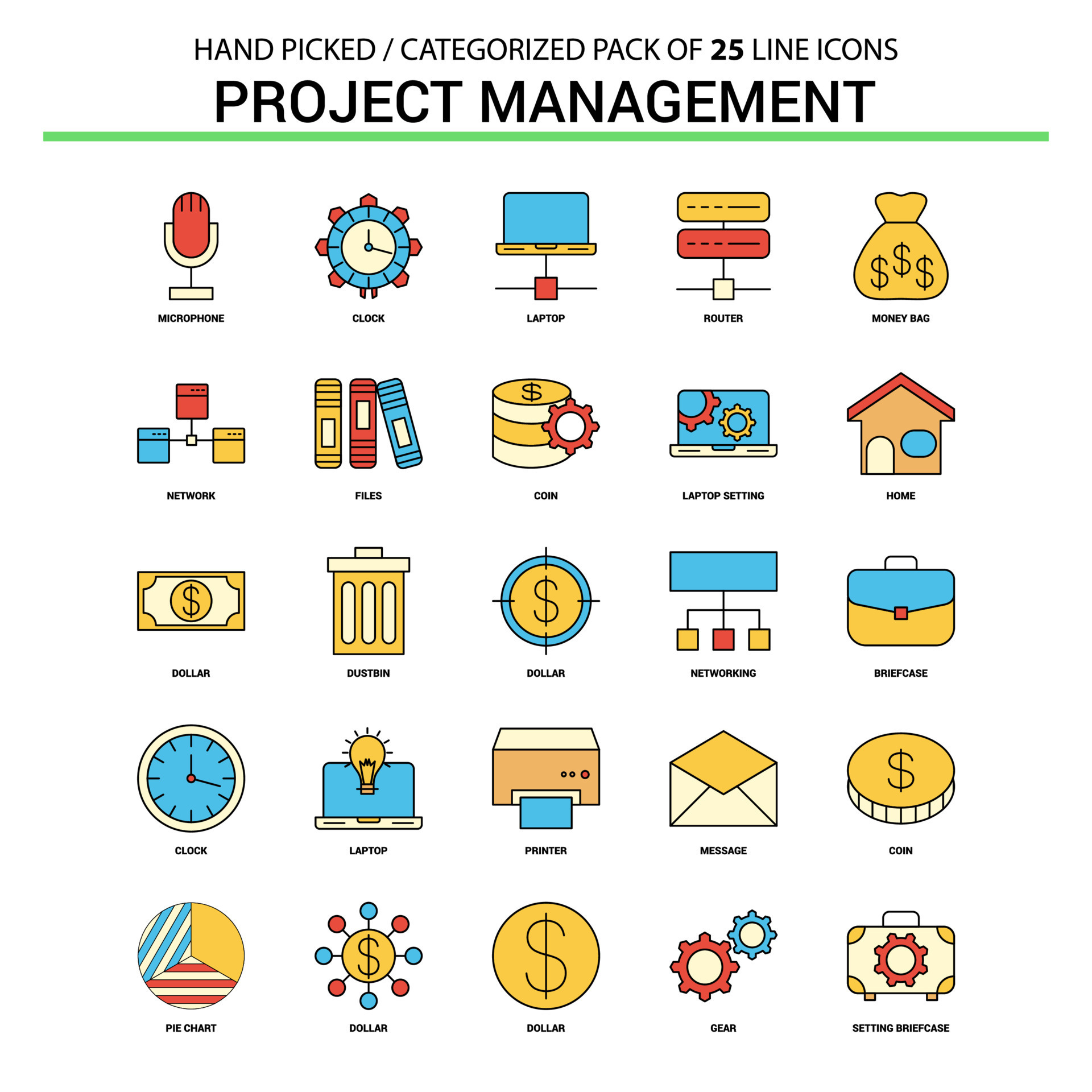 Project Management Flat Line Icon Set Business Concept Icons Design ... Project Management Flat Line Icon Set Business Concept Icons Design ...